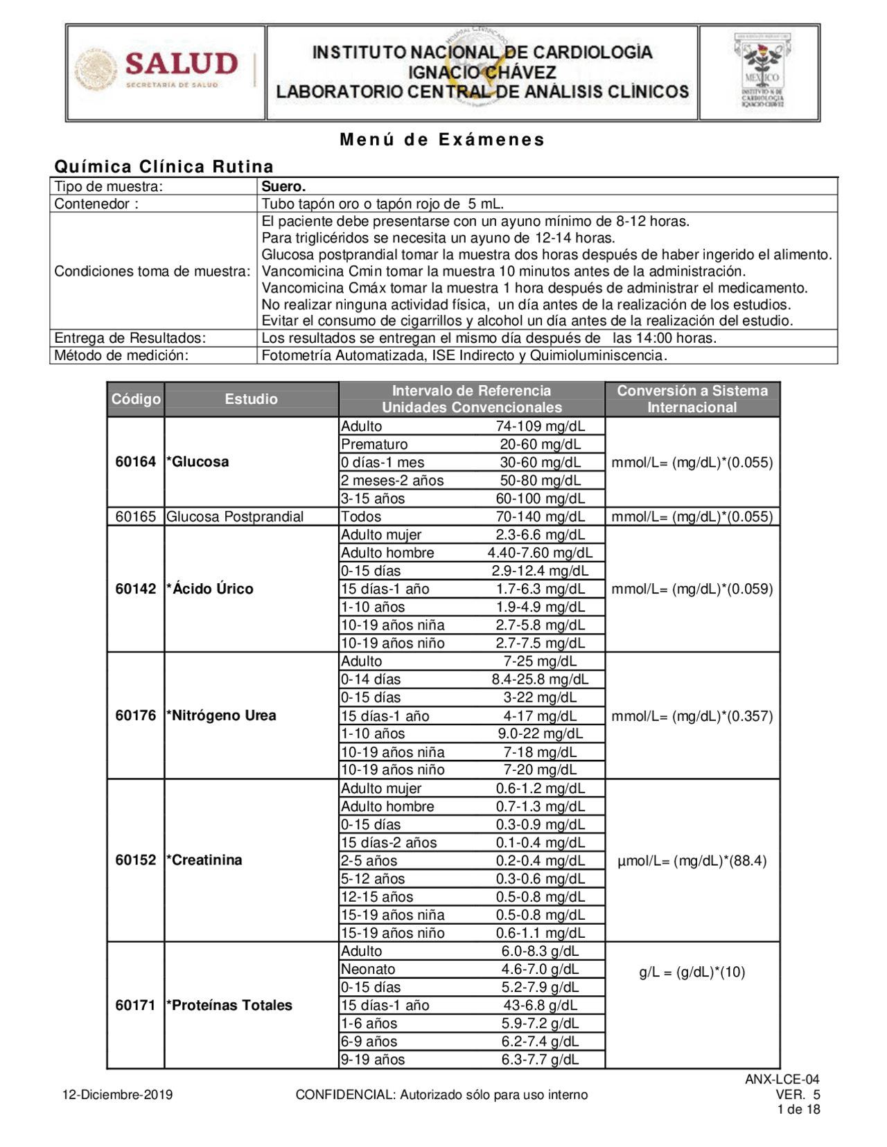 Valores Normales De Laboratorio Docsity