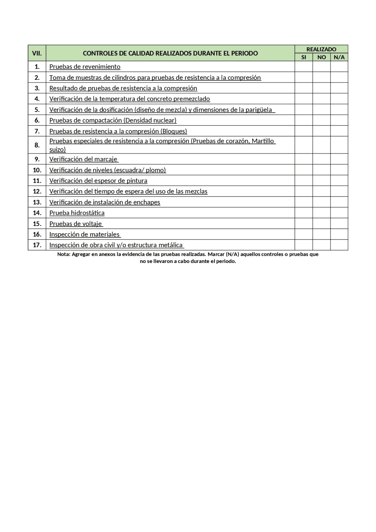 Formato control de calidad | Ejercicios de Materiales | Docsity