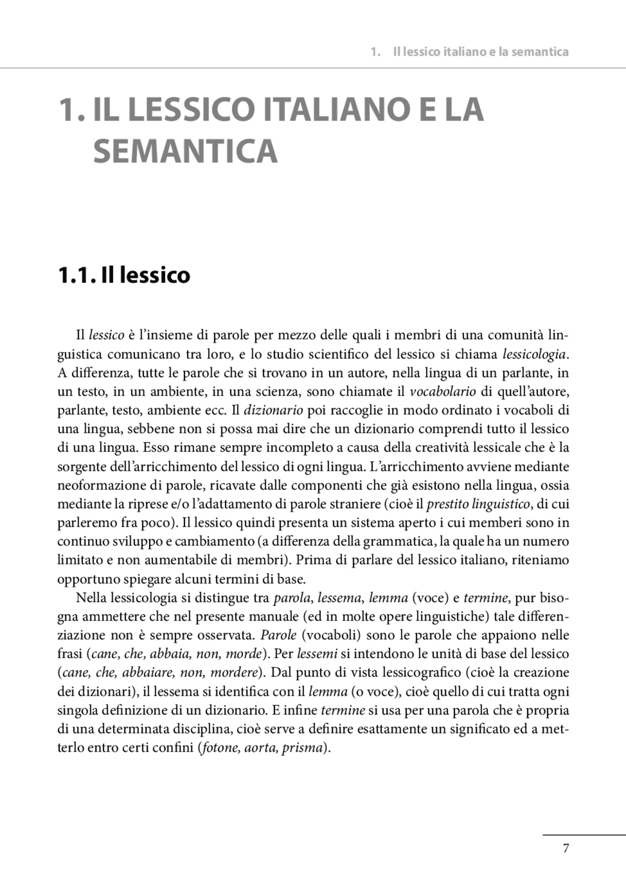 Pdf: IL LESSICO ITALIANO E LA SEMANTICA - Docsity