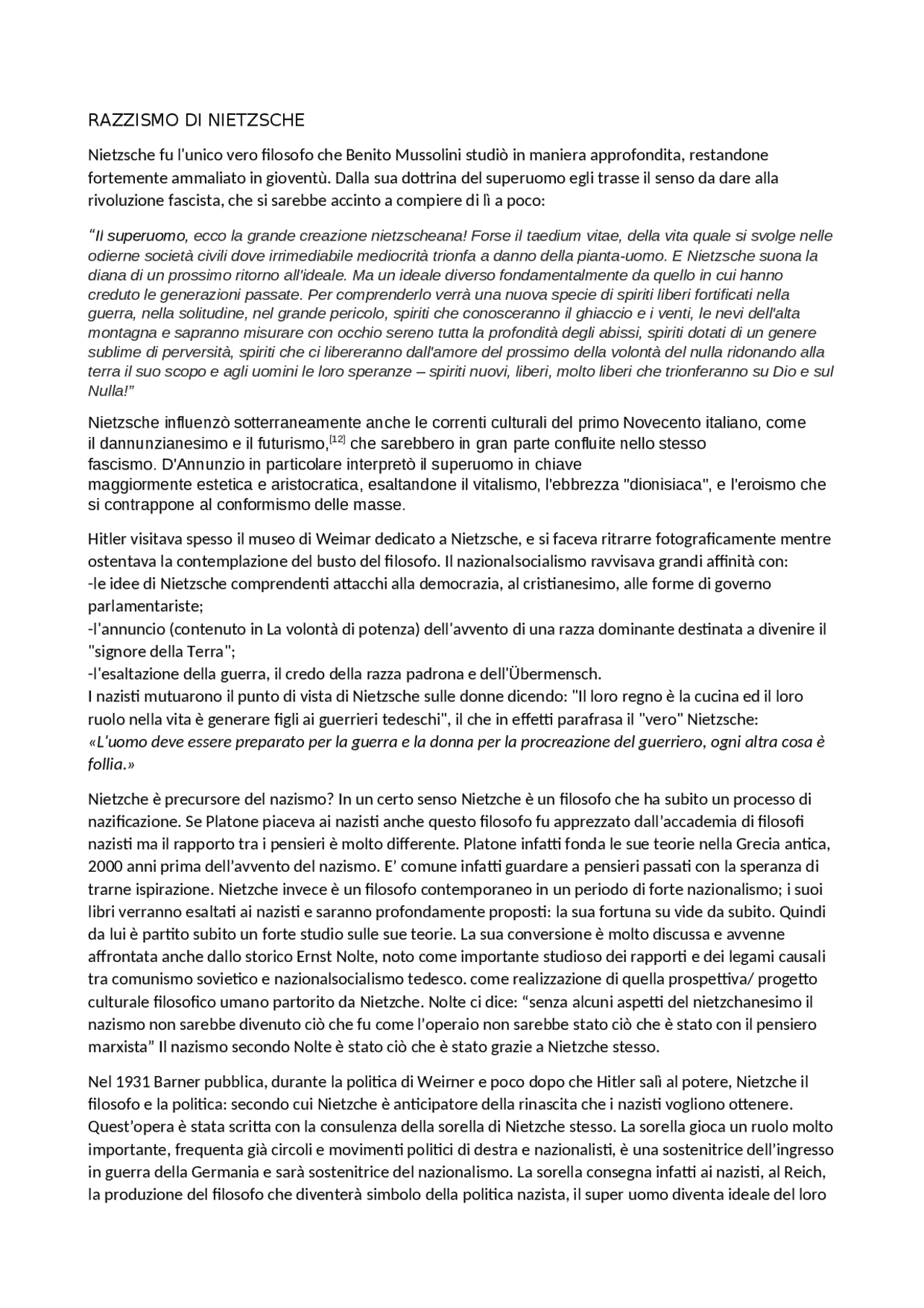 Razzismo Di Nietzsche Appunti Di Filosofia Docsity