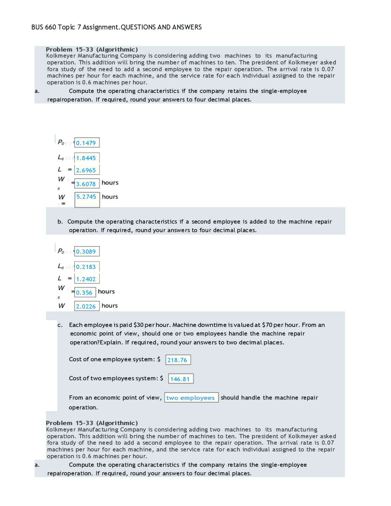 BUS 660 Topic 7 Assignment.QUESTIONS AND ANSWERS. - Docsity