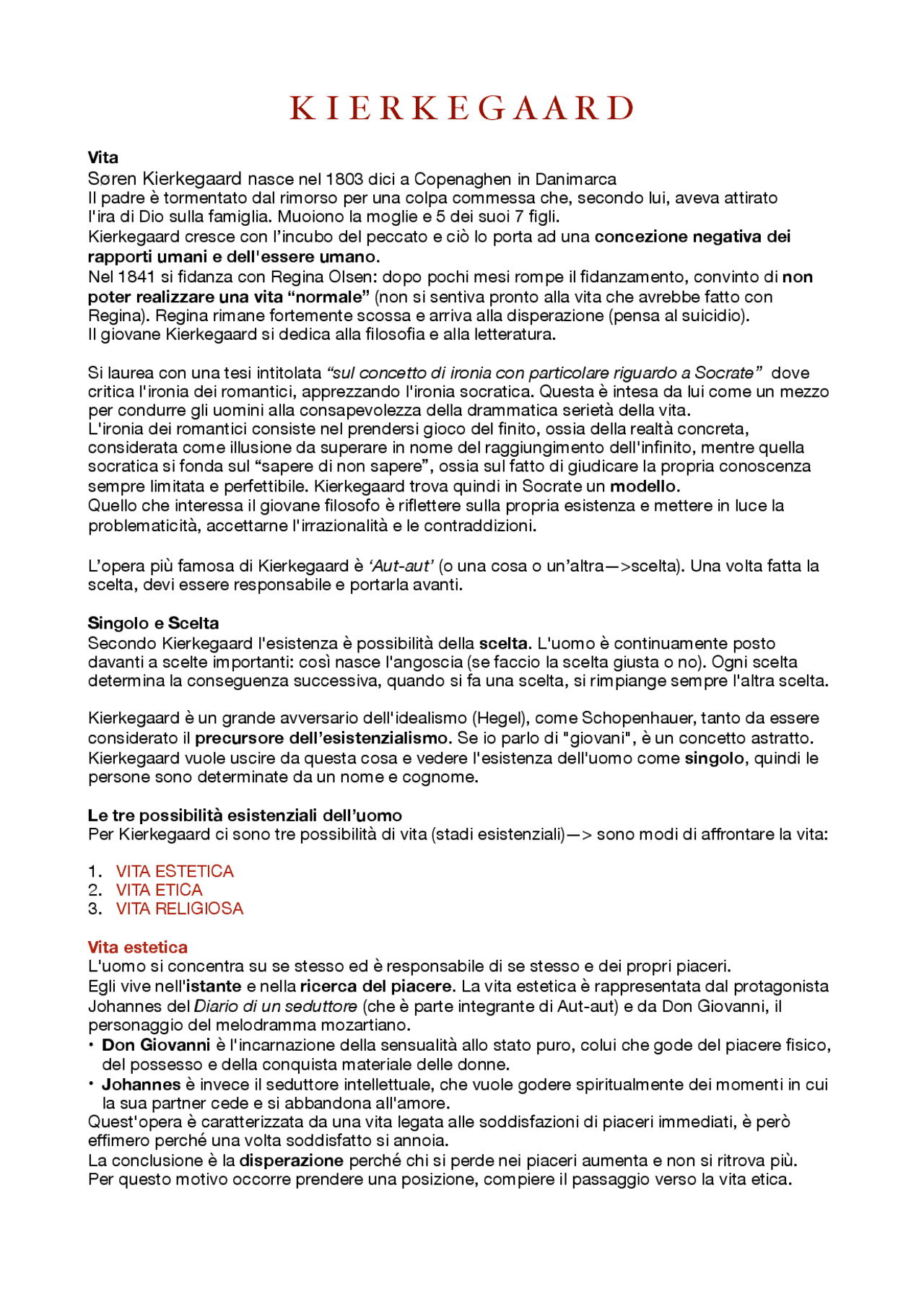 Appunti Filosofia Kierkegaard Docsity