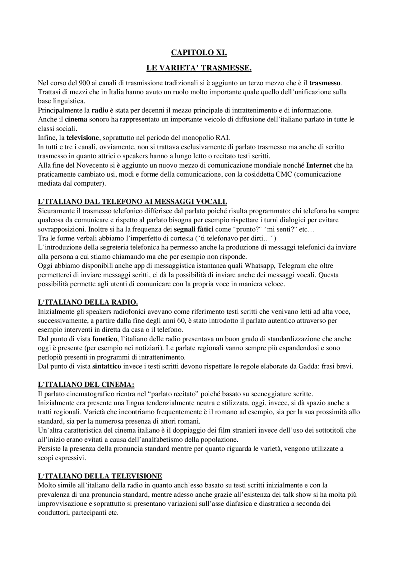 Riassunto Del Capitolo Xi Docsity