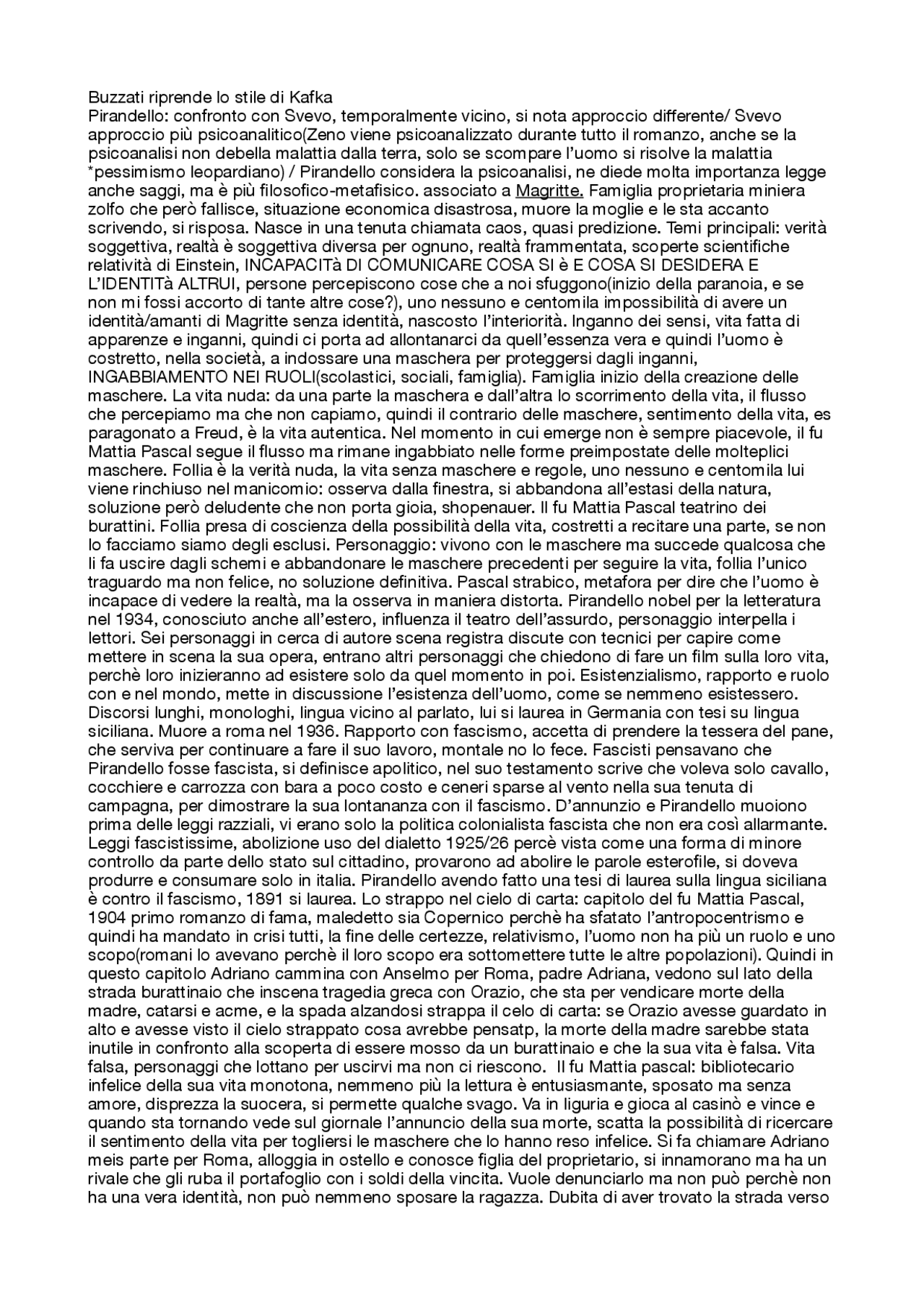 Pirandello Uno Nessuno E Centomila Il Fu Mattia Pascal Docsity