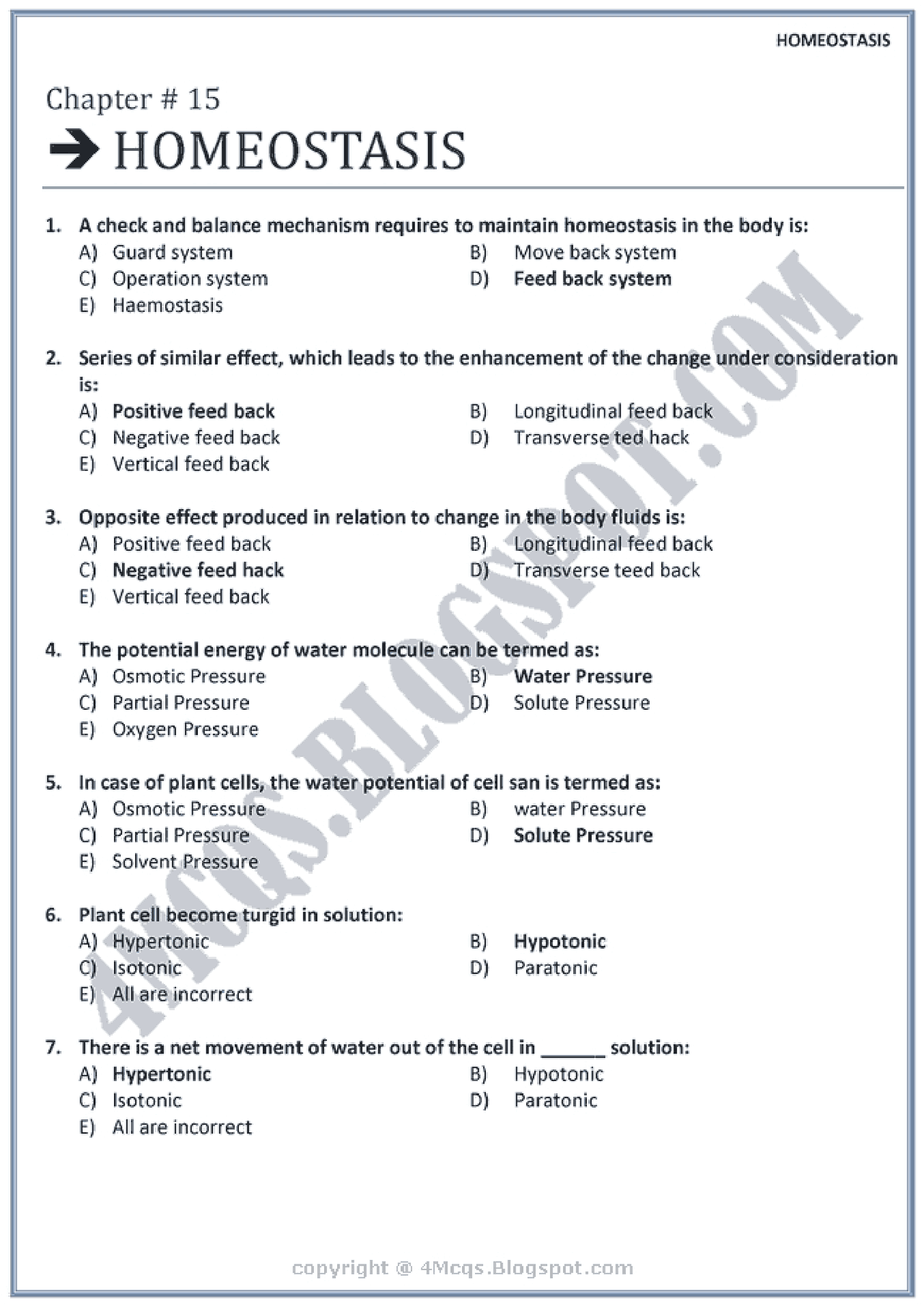 The biology mcqs for mdcat - Docsity