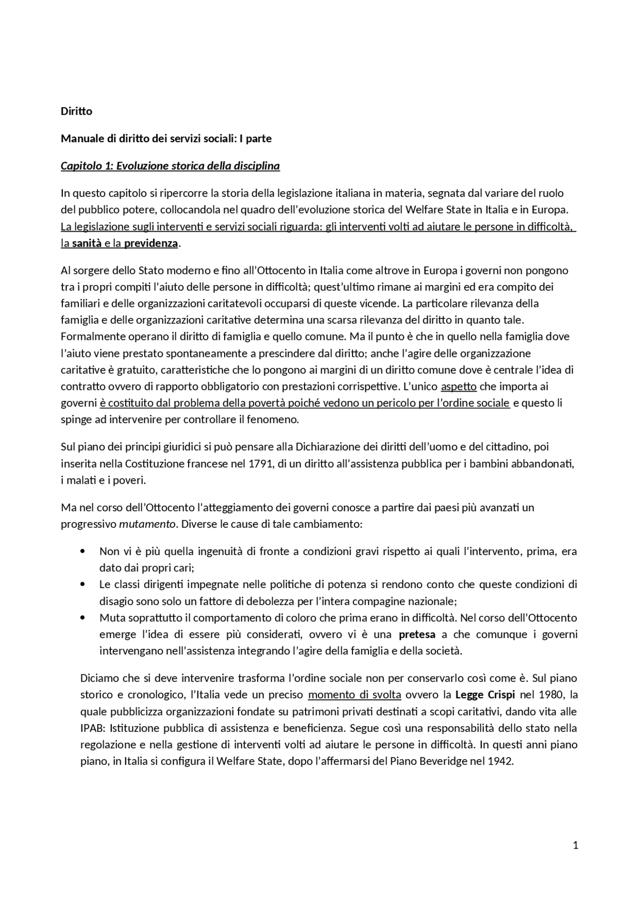 Manuale Di Diritto Dei Servizi Sociali I Parte Appunti Di Diritto