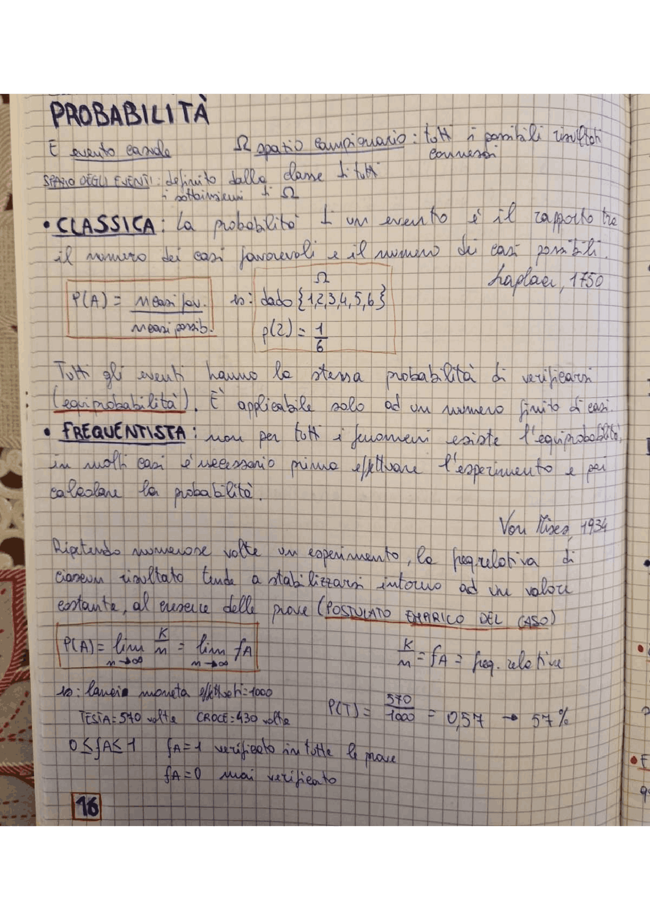 Formule probabilità statistica - Docsity