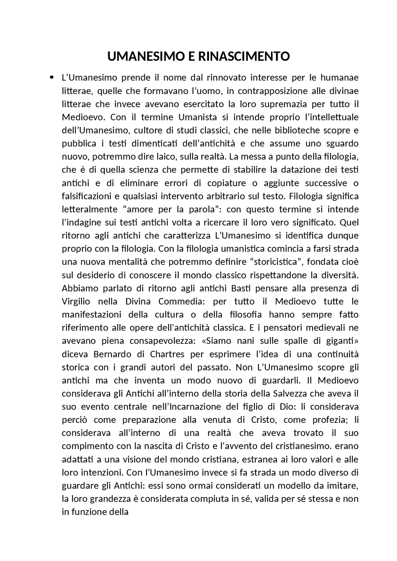 Umanesimo e Rinascimento Italiano - Docsity