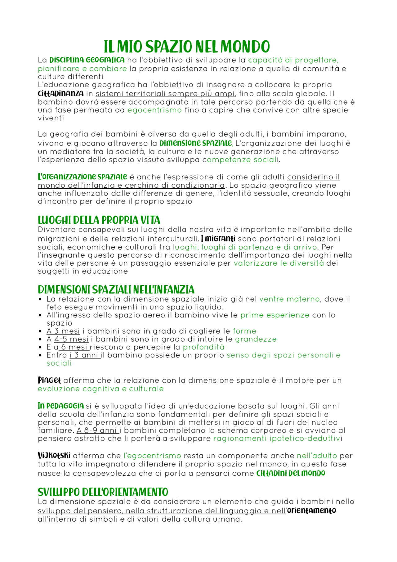 Il mio spazio nel mondo di Cristiano Giorda - Docsity