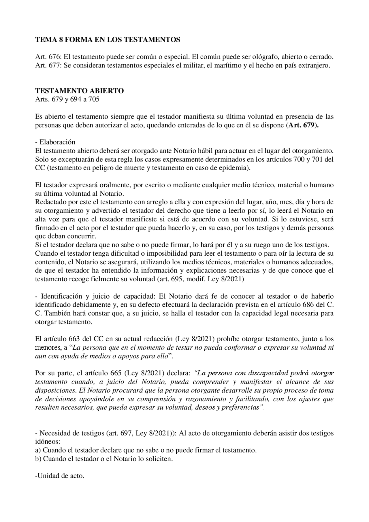 Testamento y sus formas - Docsity