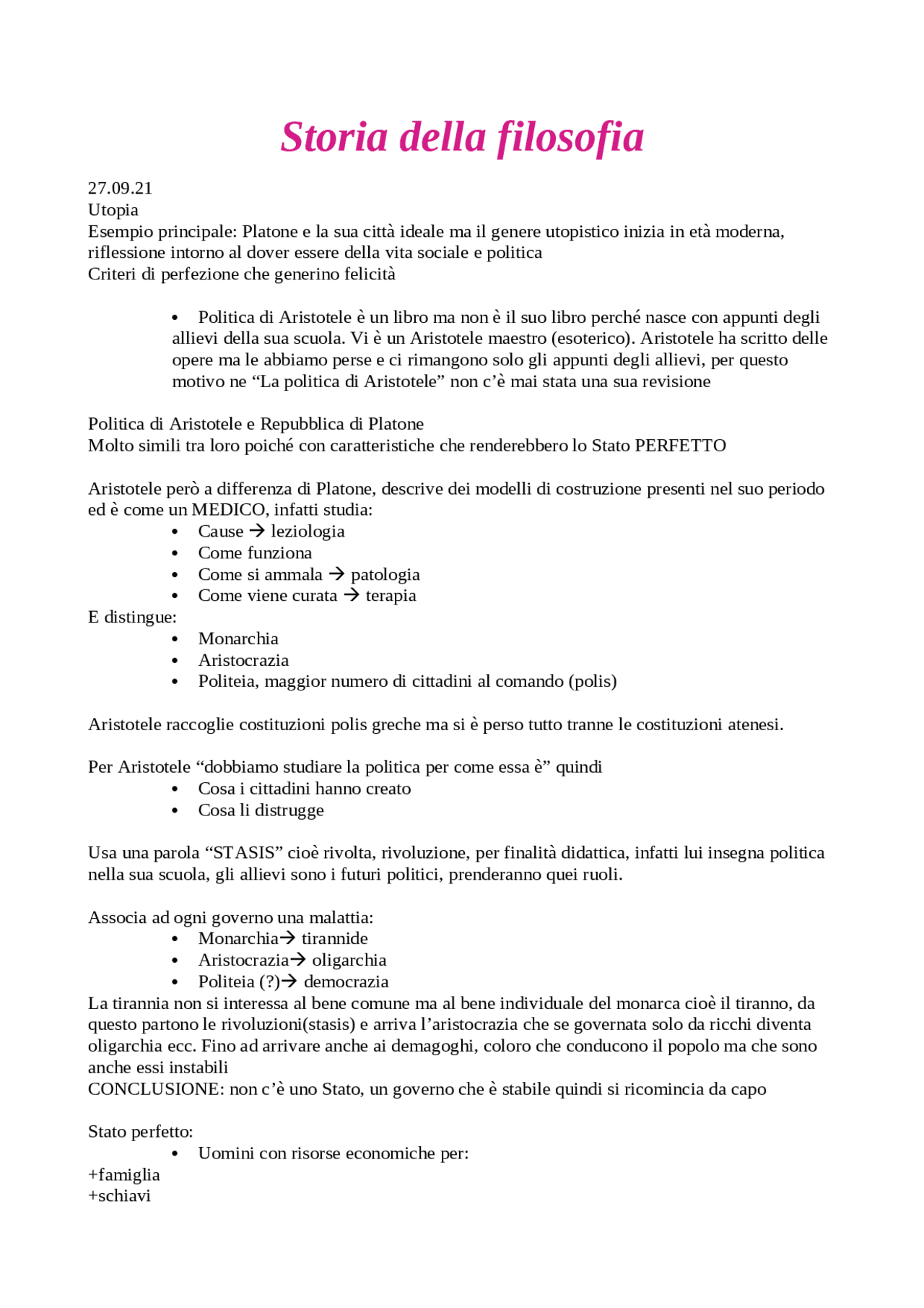 Appunti Storia Della Filosofia Docsity