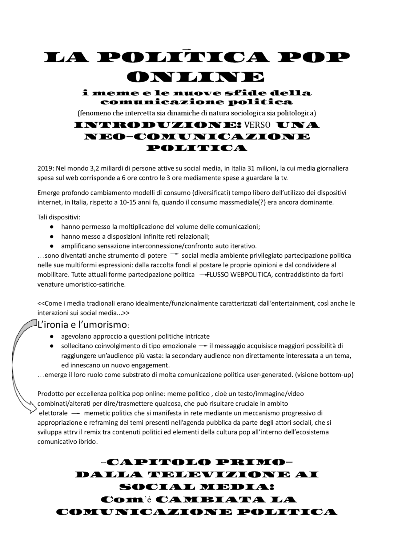 Riassunto Parte Monografica Del Corso Docsity
