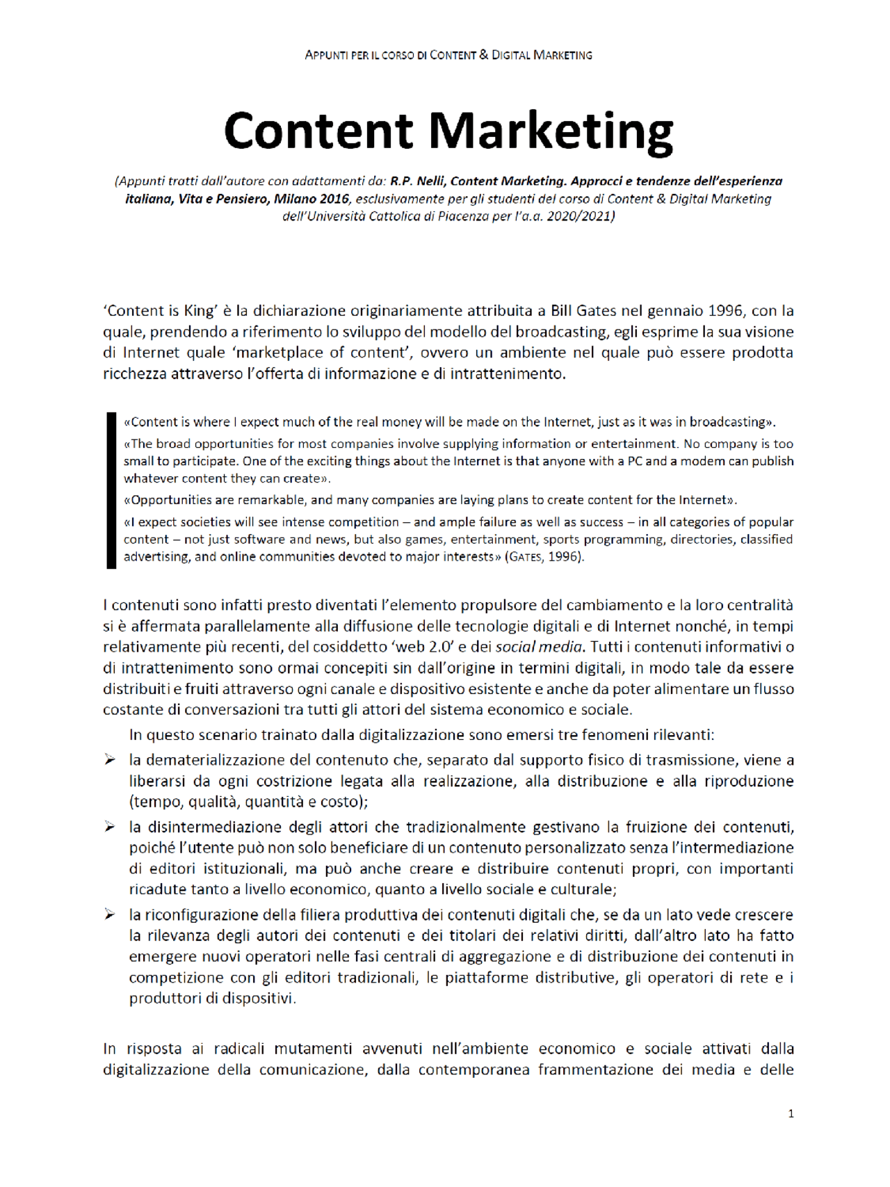 Riassunto Gestione Del Servizio Docsity