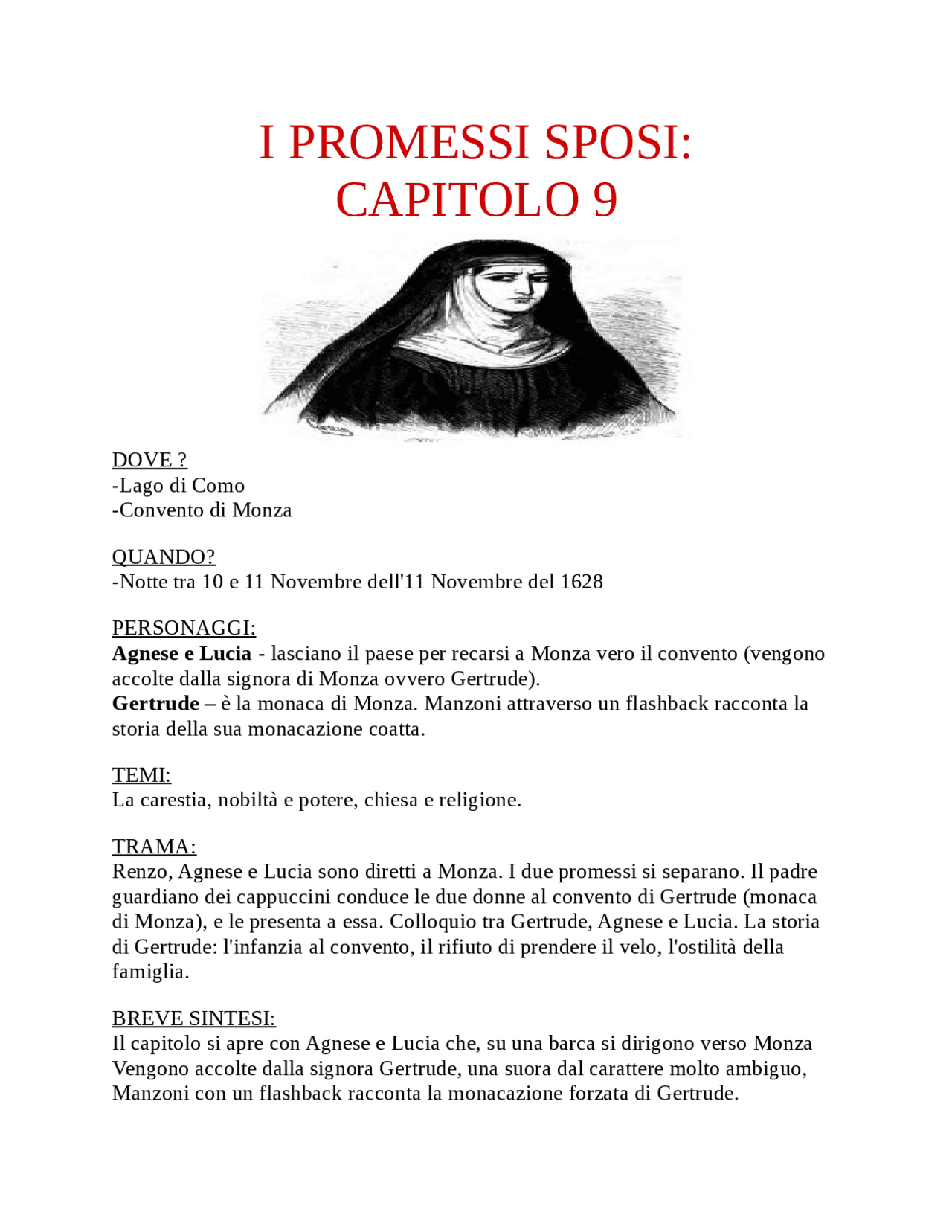 Capitolo 9 dei promessi sposi - Docsity
