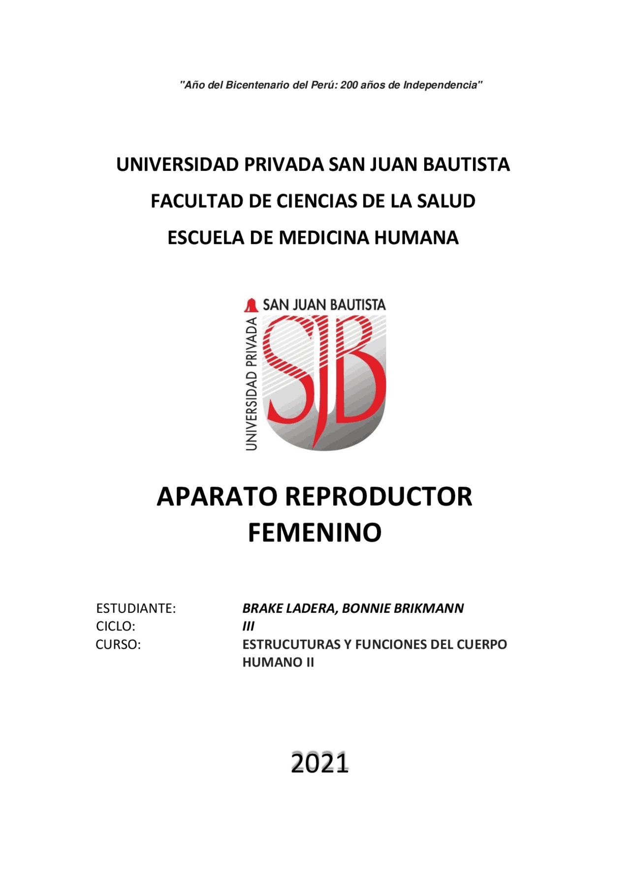 Aparato Reproductor Femenino Docsity
