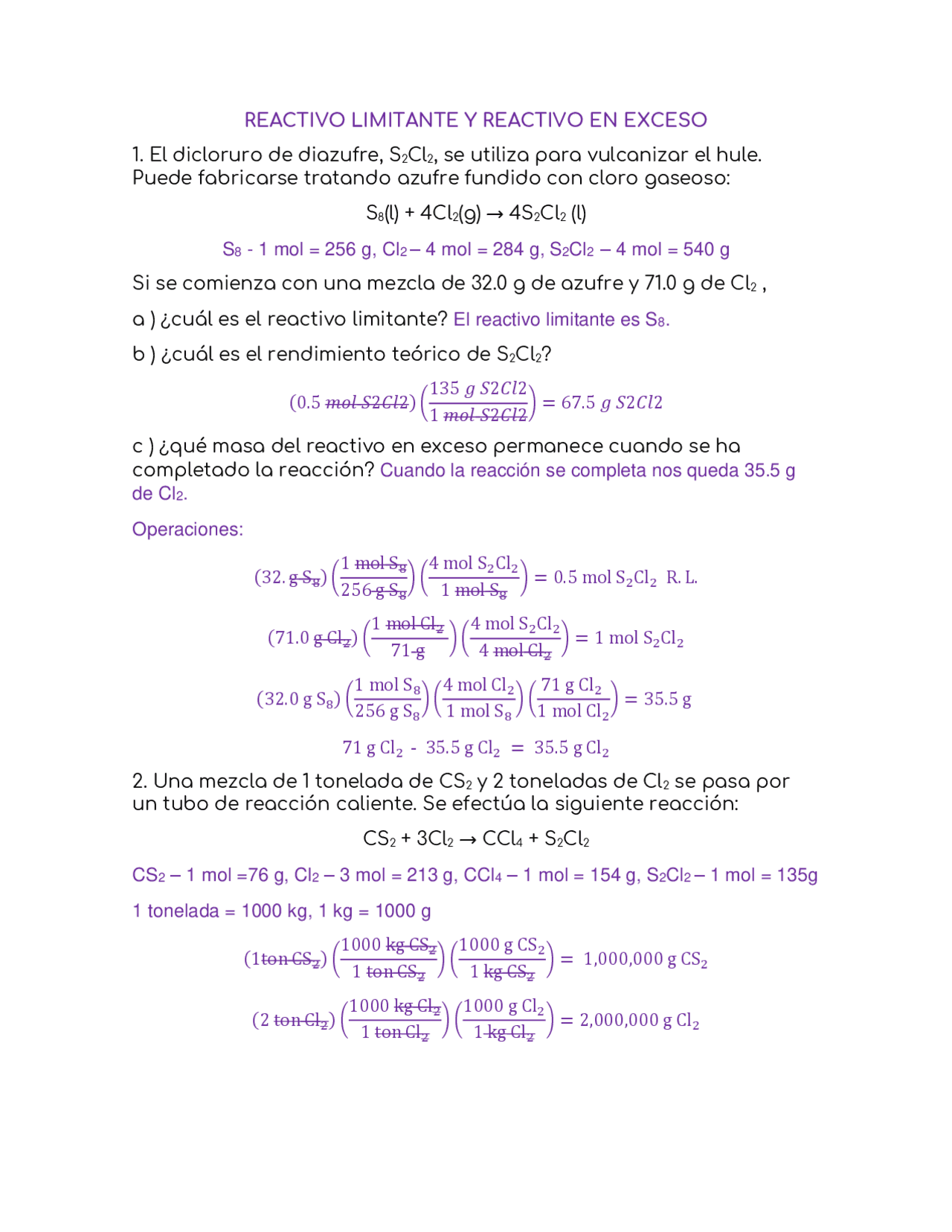 Ejercicios de Rendimiento Químico | Ejercicios de Ciencia de materiales ...