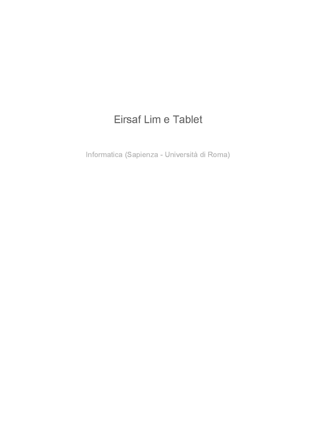 EIRSAF LIM e TABLET | Esercizi di Informatica | Docsity
