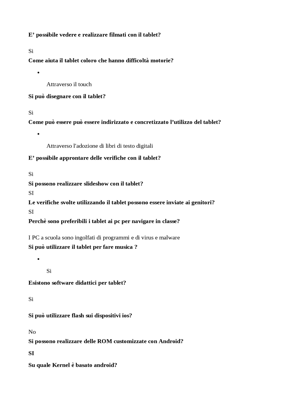 Risposte corso tablet - Docsity