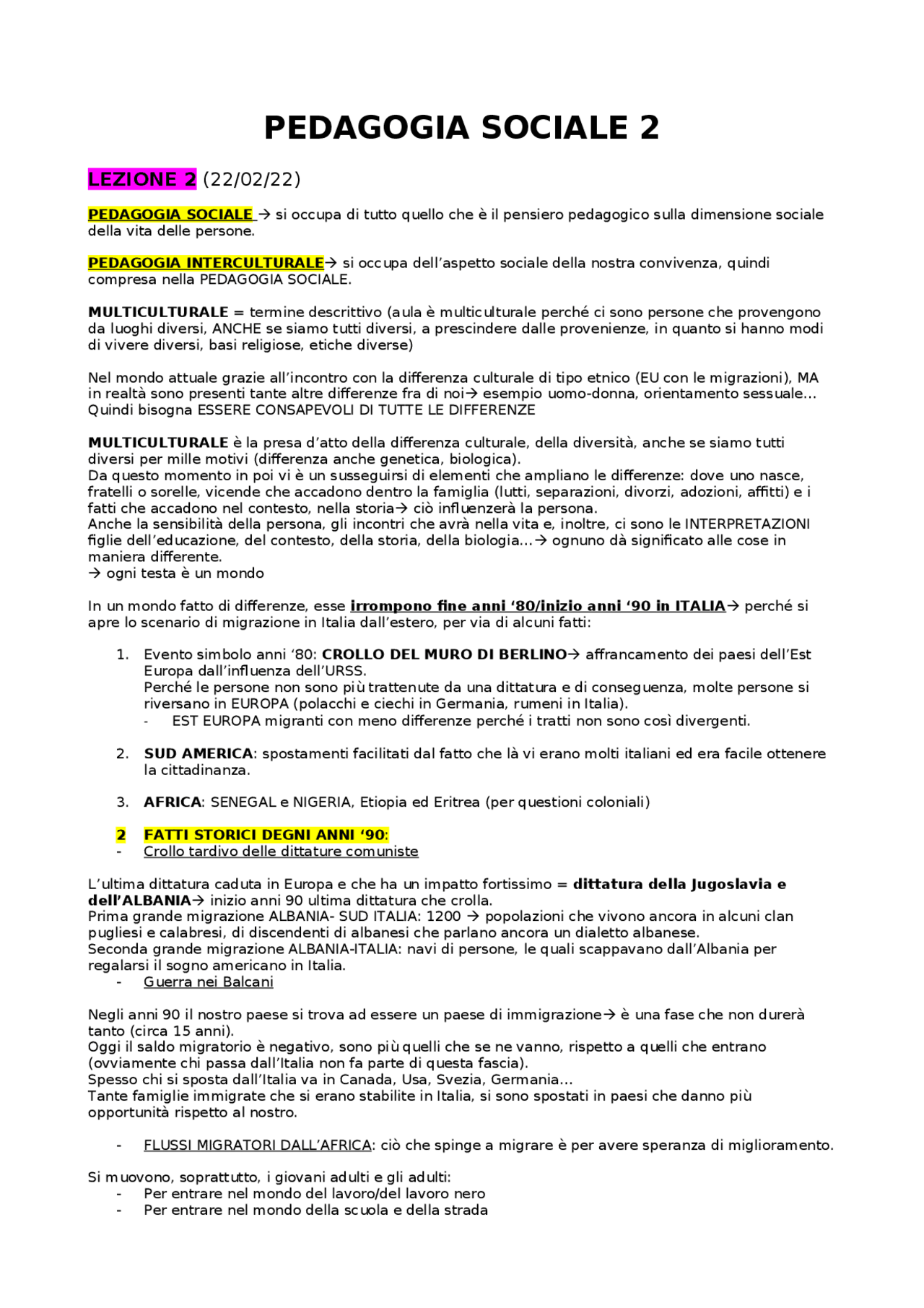 Pedagogia Sociale Ed Interculturale Appunti E Slide Docsity