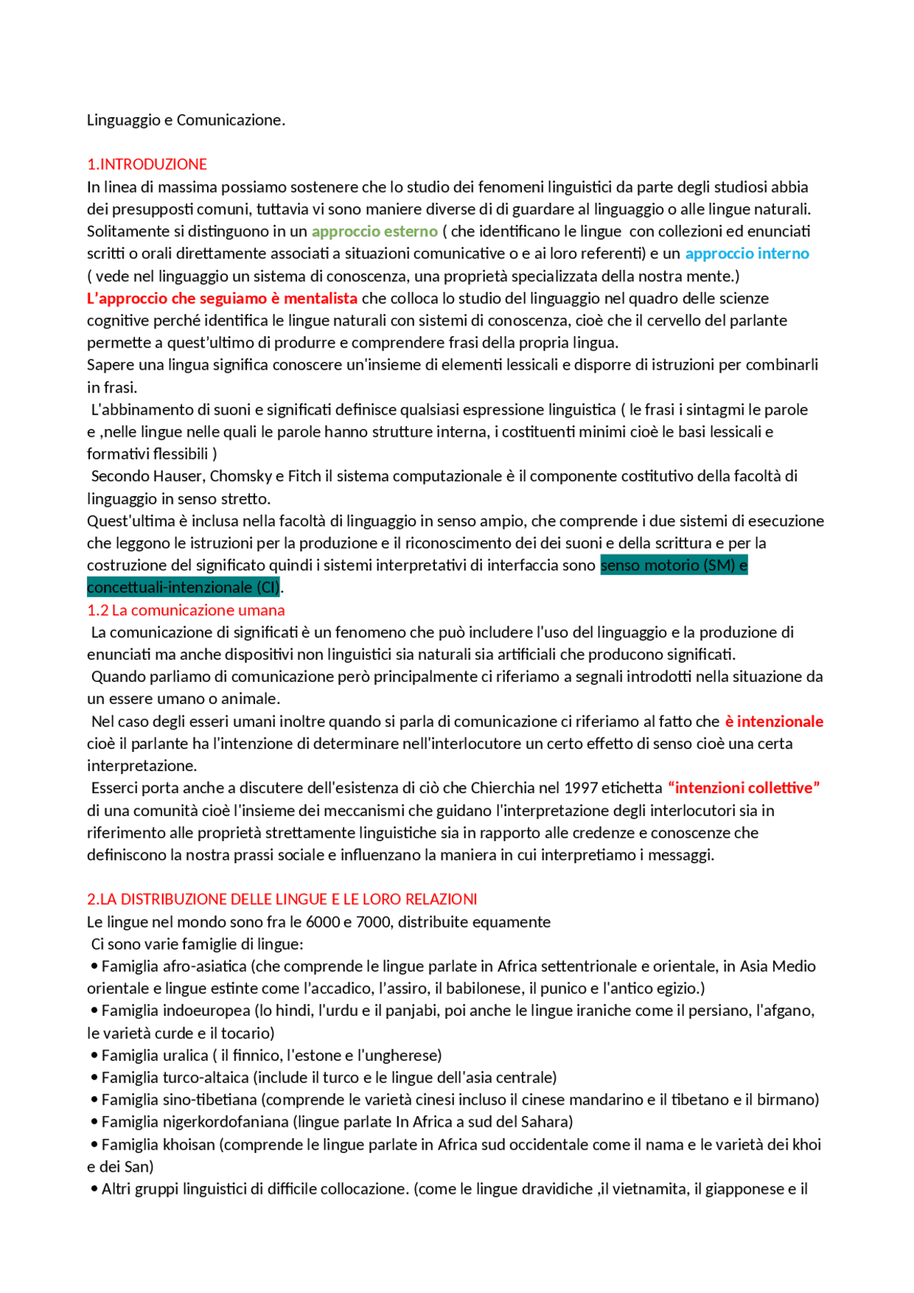 Riassunto Linguaggio e Comunicazione. | Sintesi del corso di ...