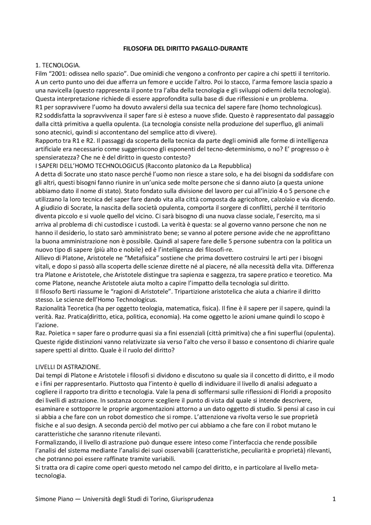 Filosofia del Diritto Pagallo - Durante - Docsity