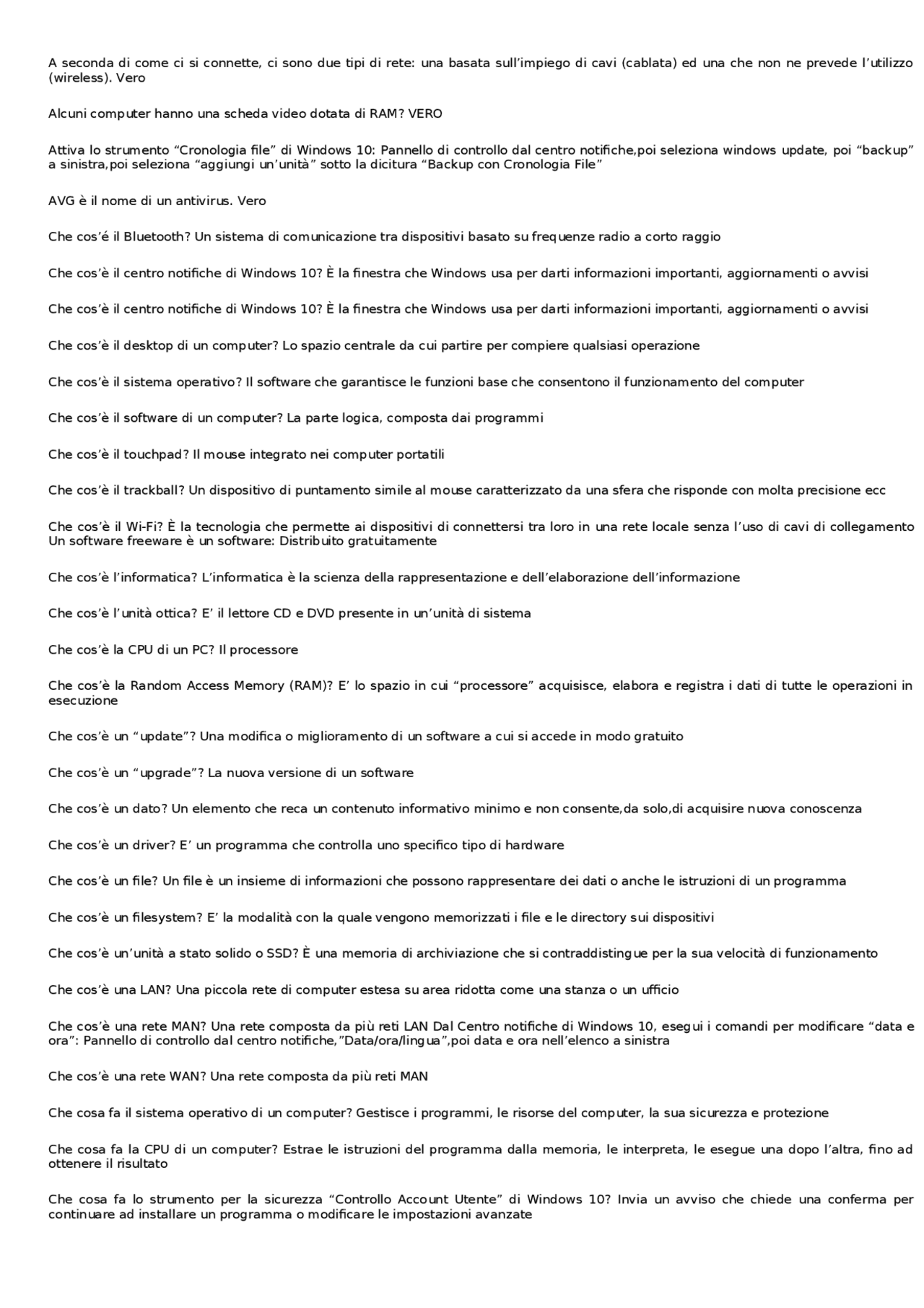 Eipass 7 Moduli Modulo 1 Ordine Alfabetico Docsity