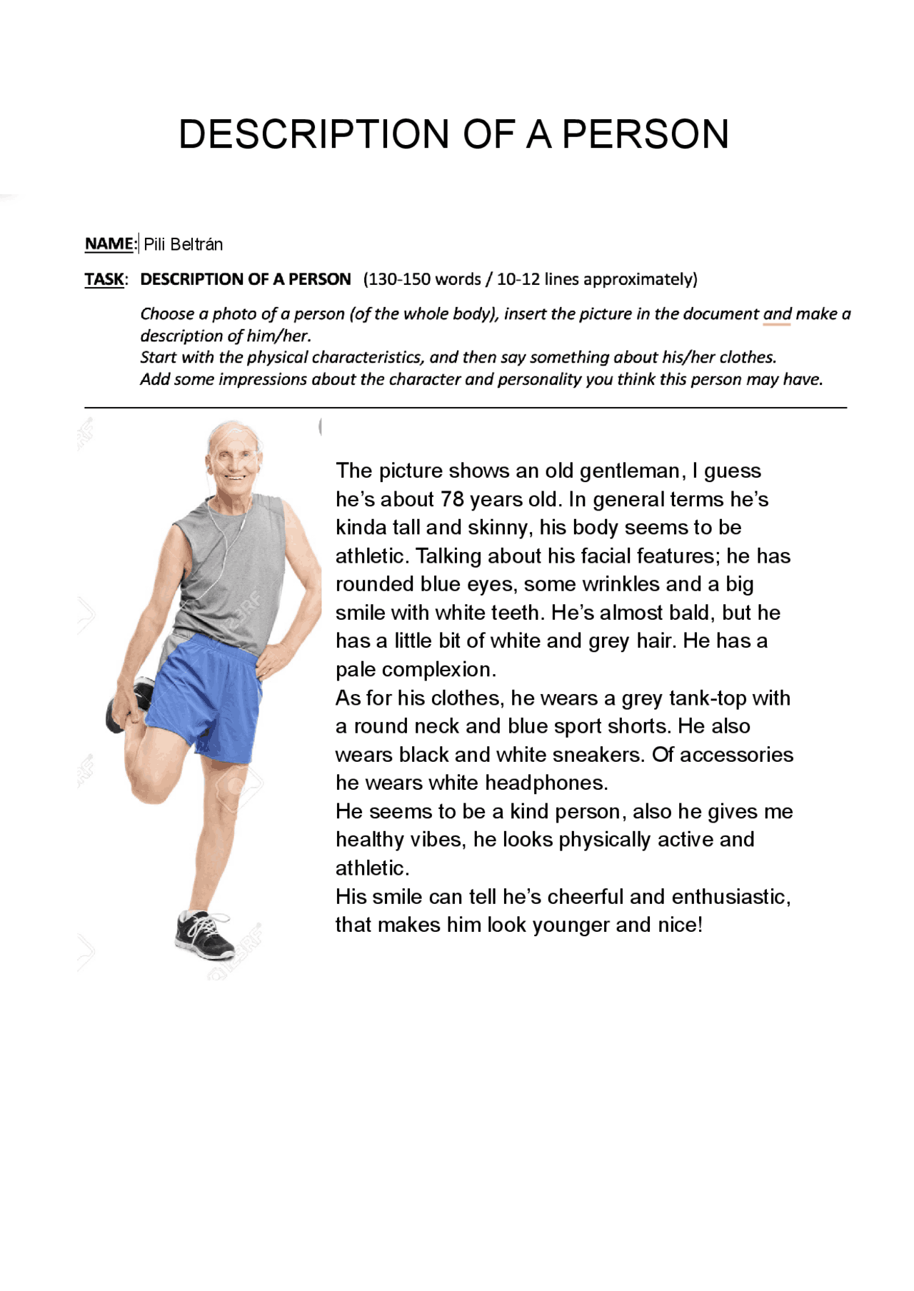 DESCRIPTION OF A PERSON - Docsity