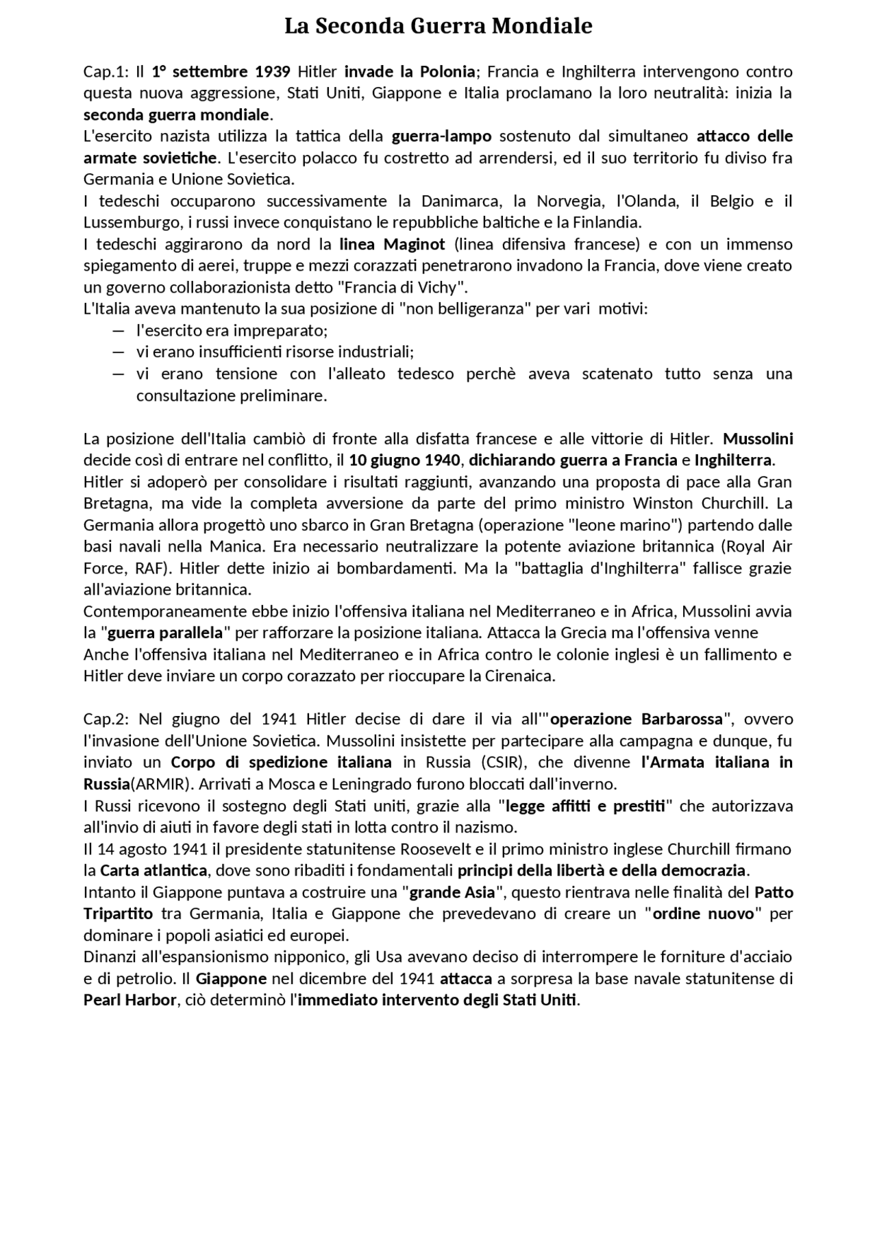 Seconda Guerra Mondiale Docsity