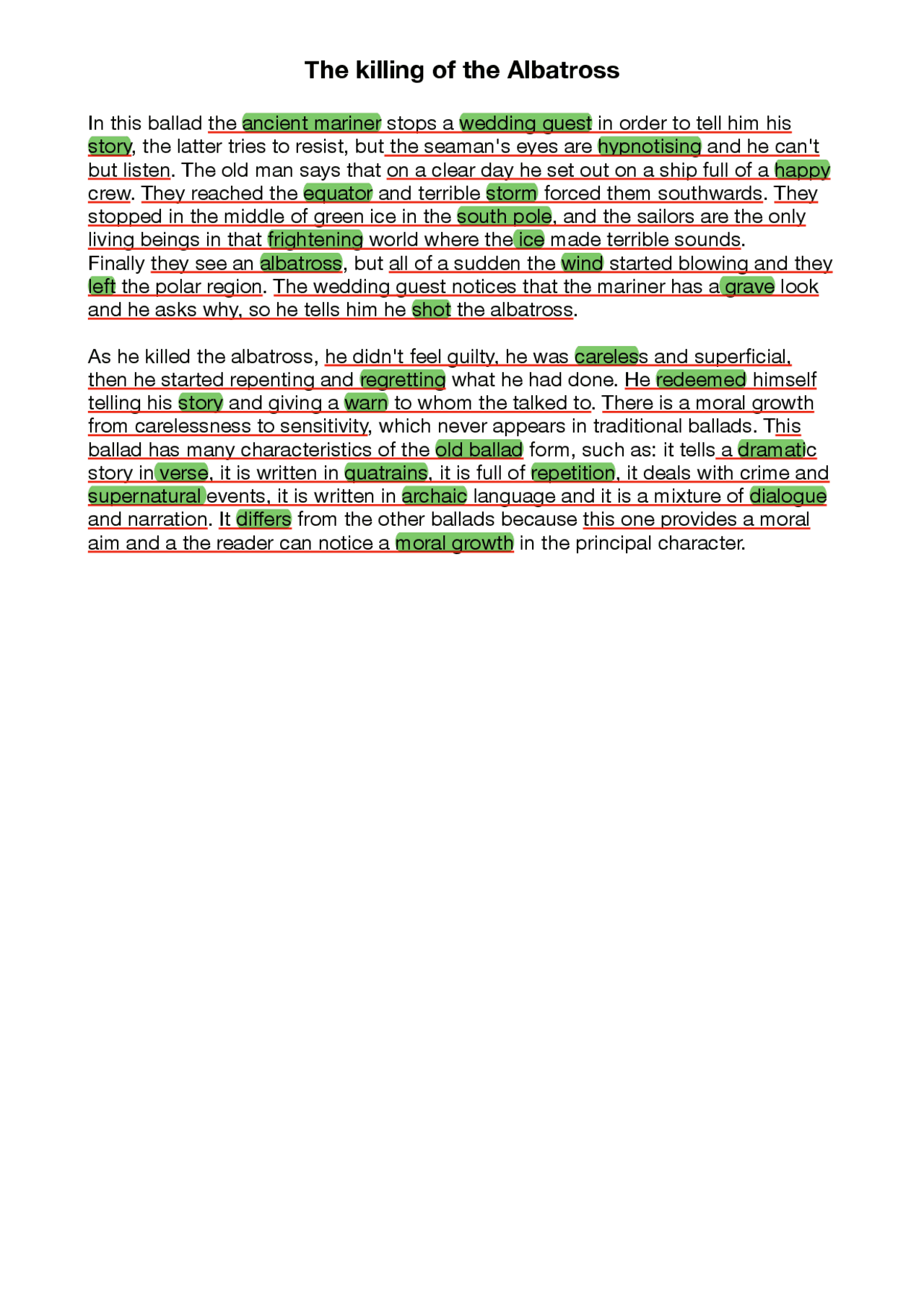 The killing of the albatross summary - Docsity