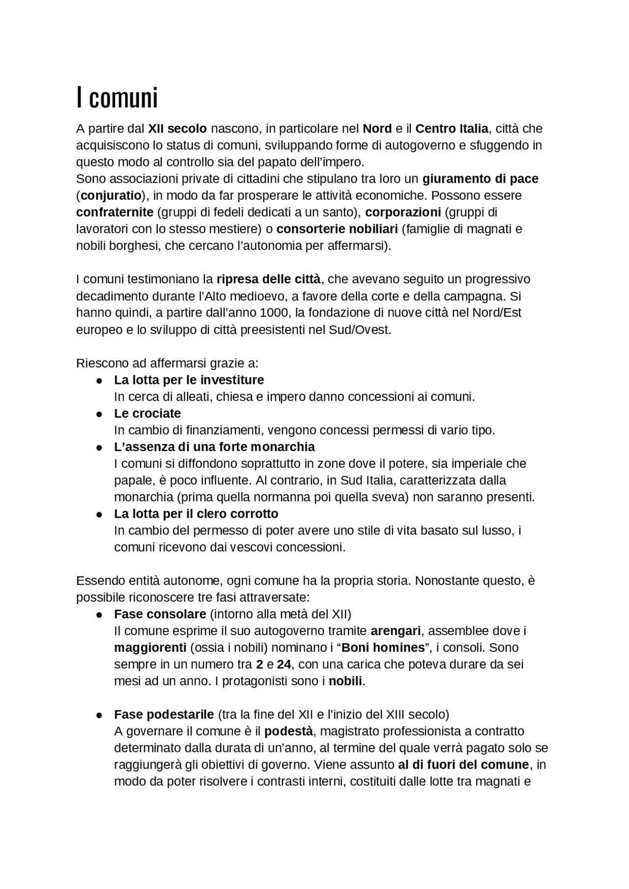 Appunti Sui Comuni Italiani Docsity