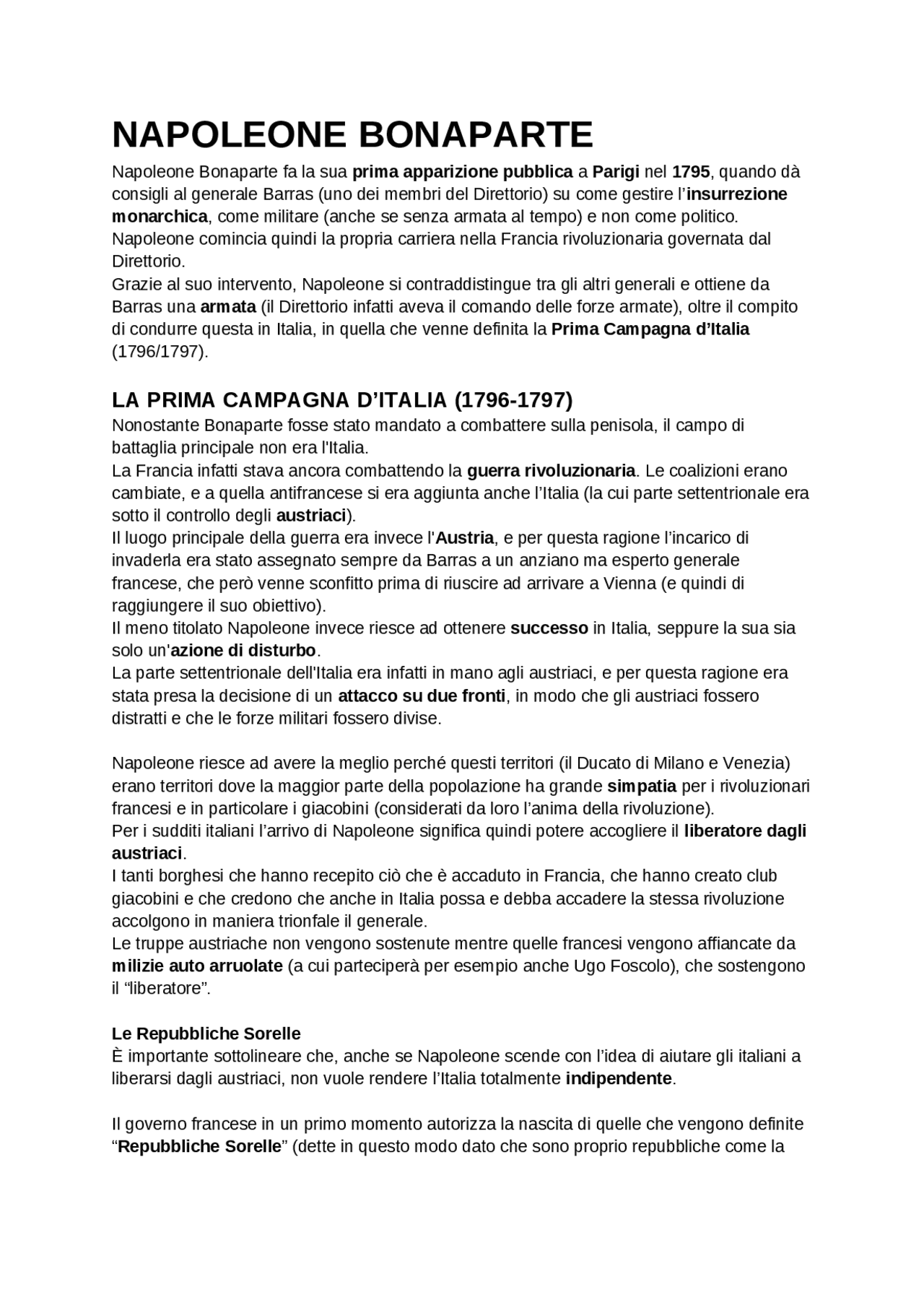 Appunti Su Napoleone Bonaparte Docsity