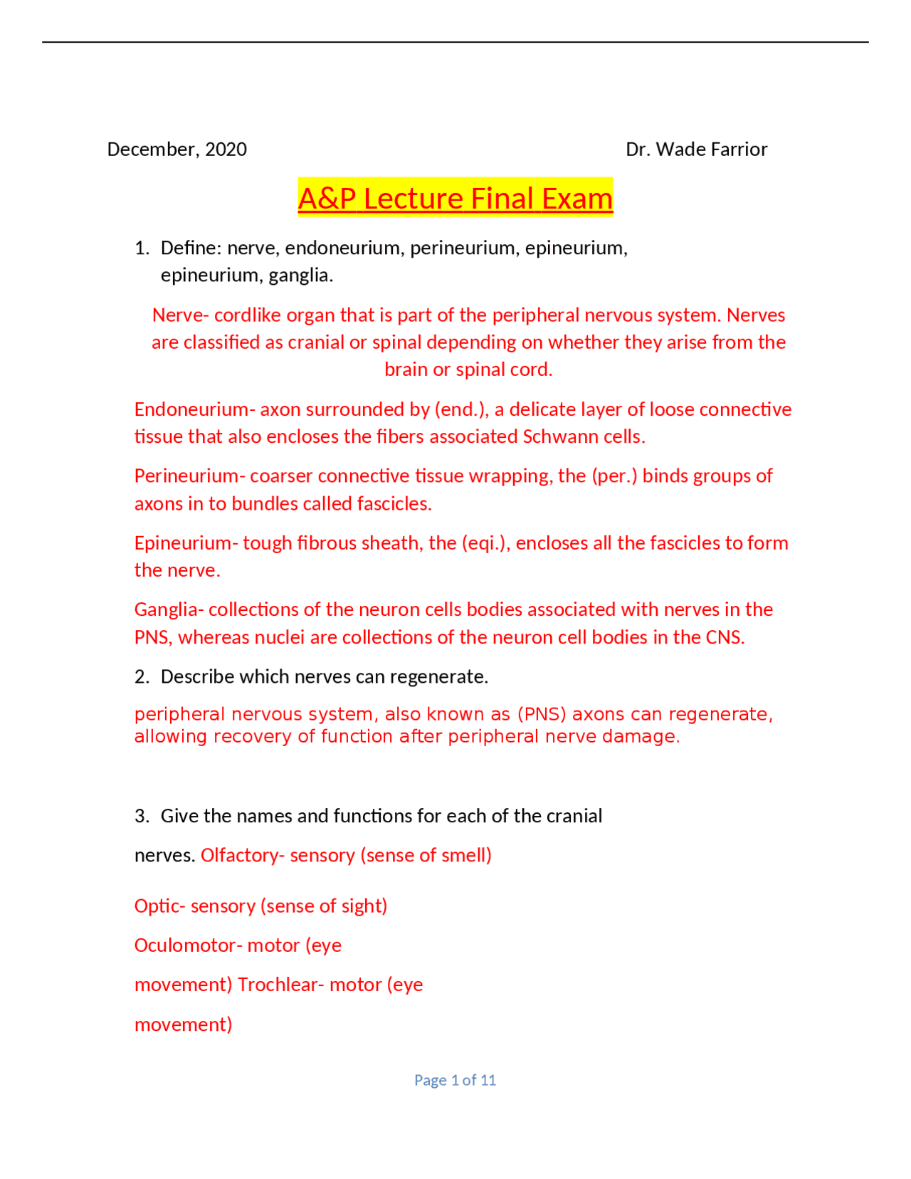 NURS 03304>A&P Lecture Final Exam(Well Explained) - Docsity