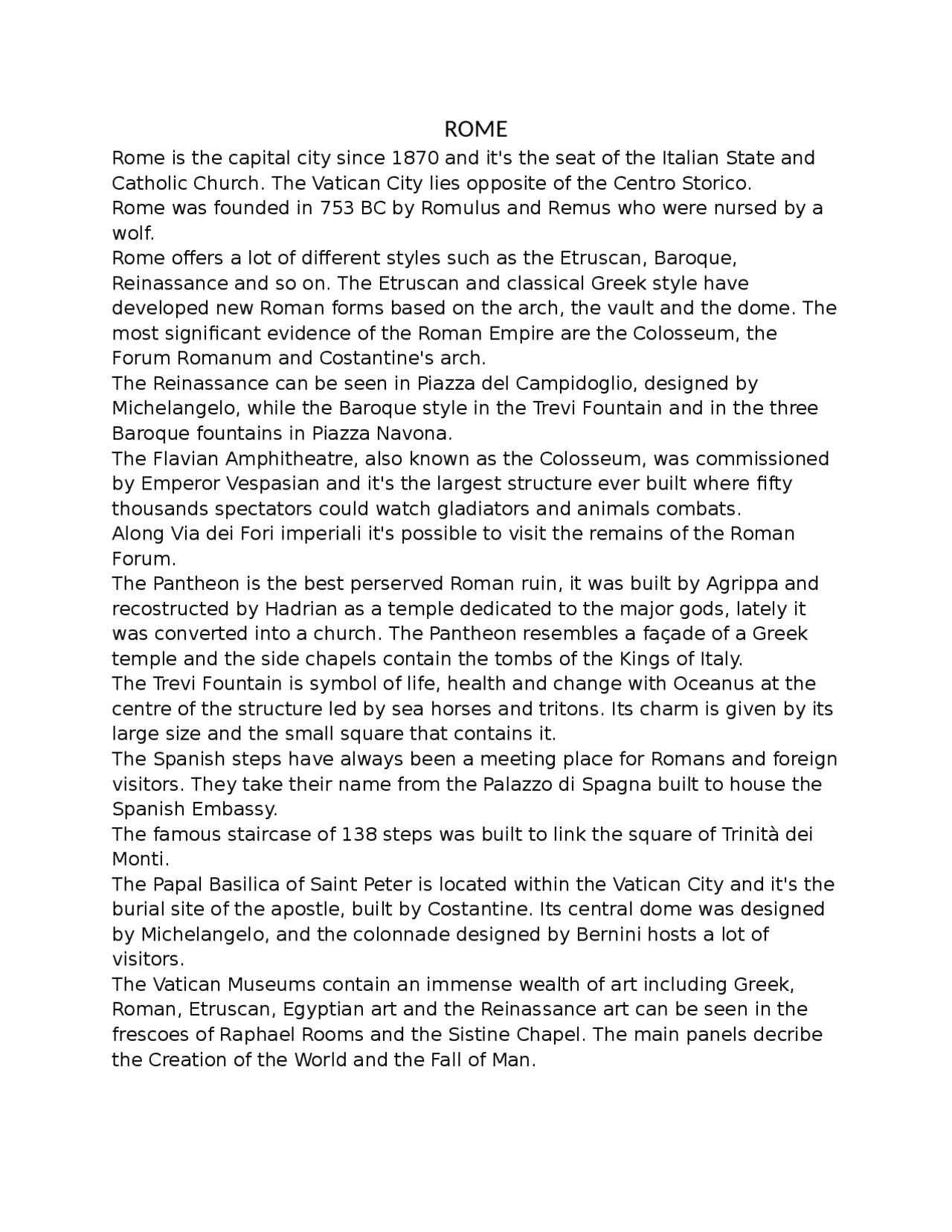 Roma - Inglese / English - Rome - Docsity