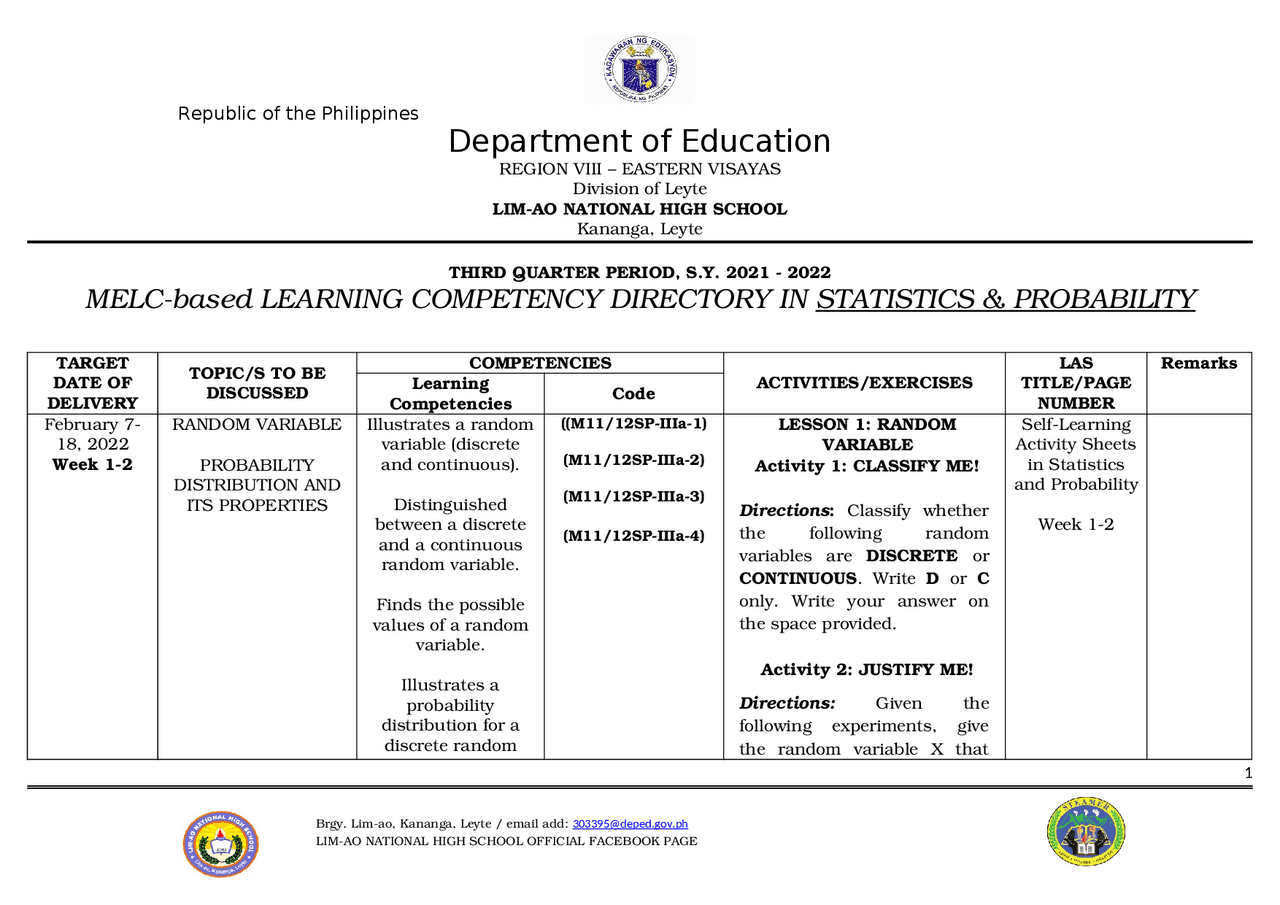Learning Competency Directory in Practical Research 1 - Docsity