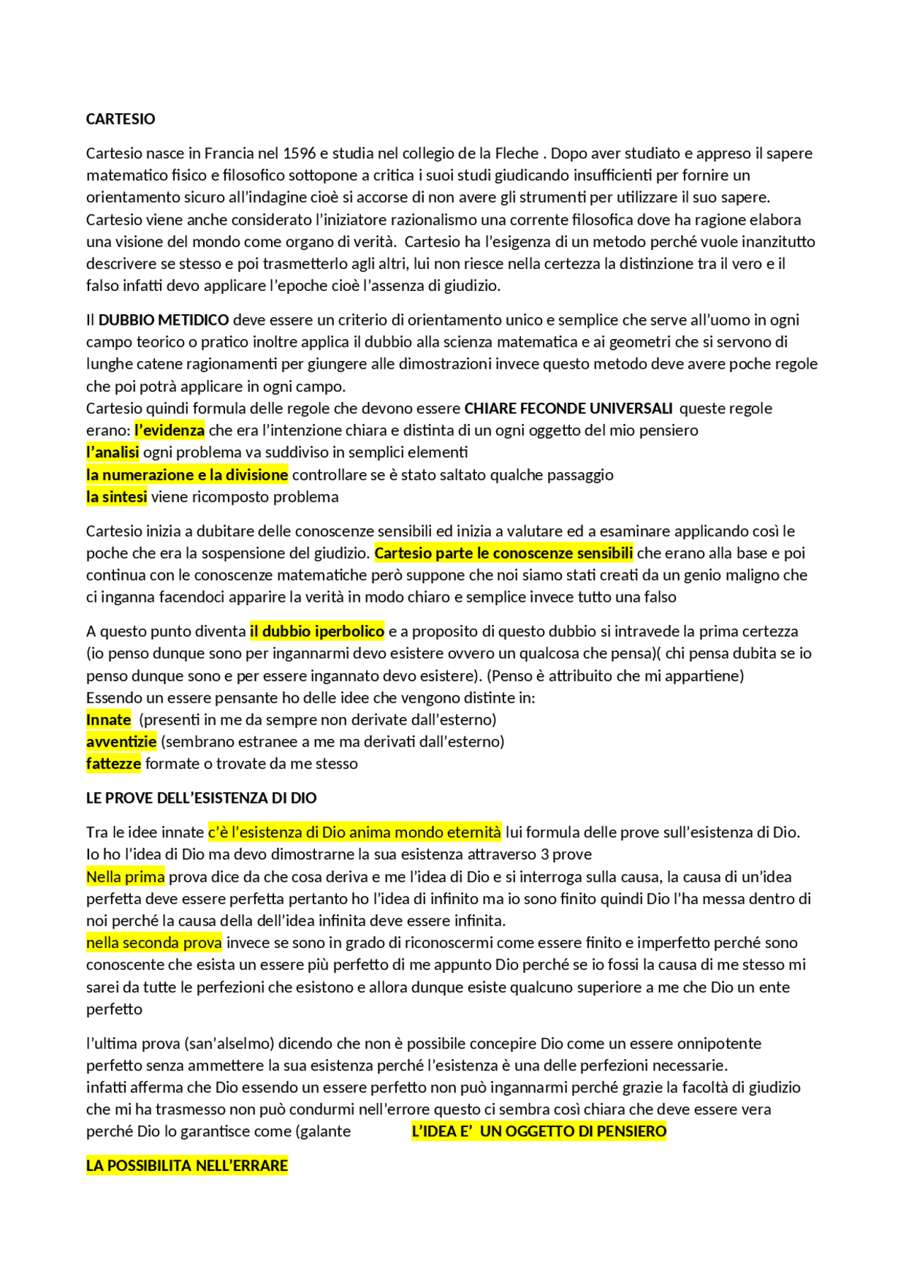 Cartesio E Pascal Vita E Pensiero Docsity