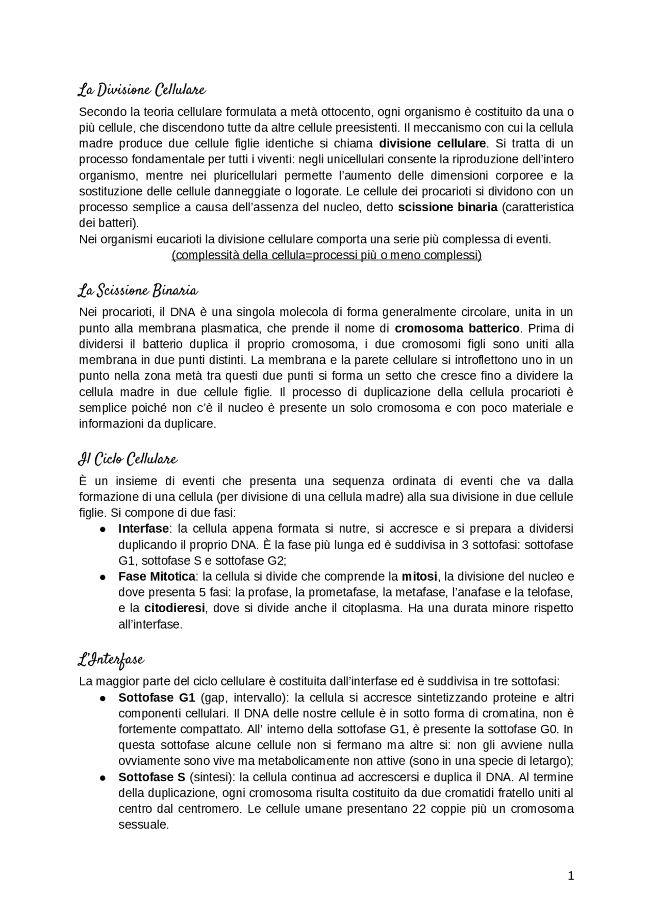 Divisione Cellulare Mitosi E Meiosi Docsity