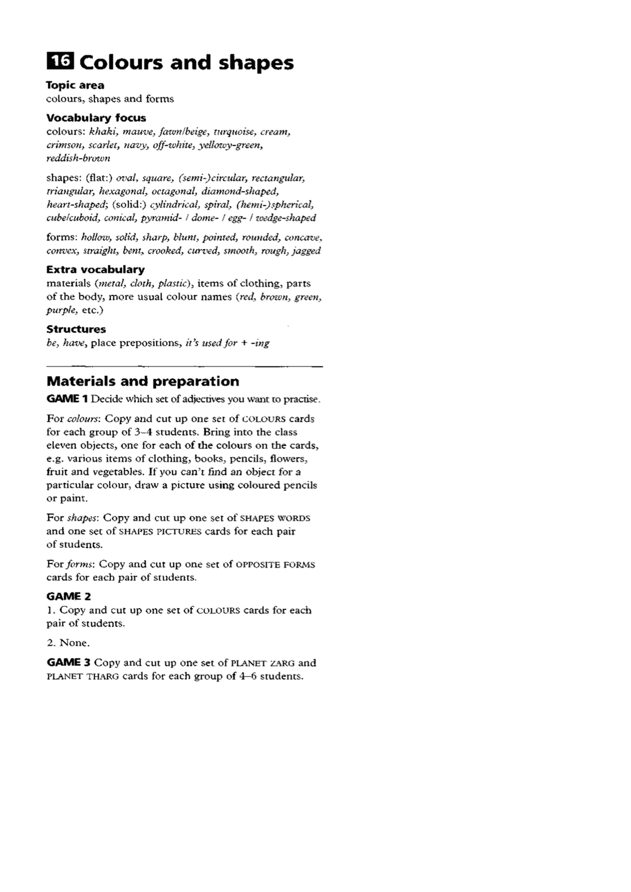 Colors and shapes lesson plan | Notas de estudo Inglês | Docsity