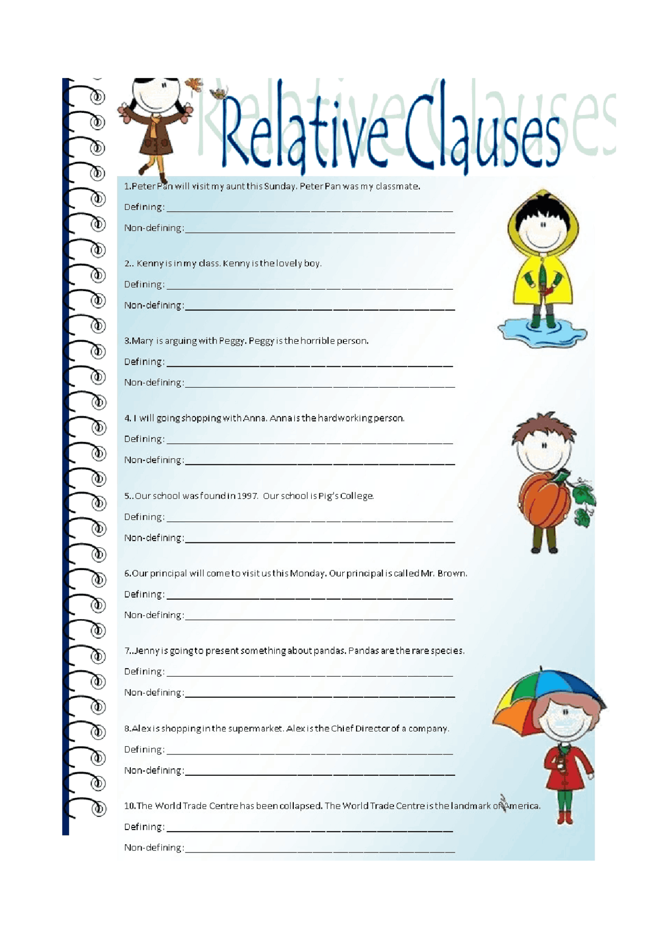 Relative Clauses Worksheet Docsity