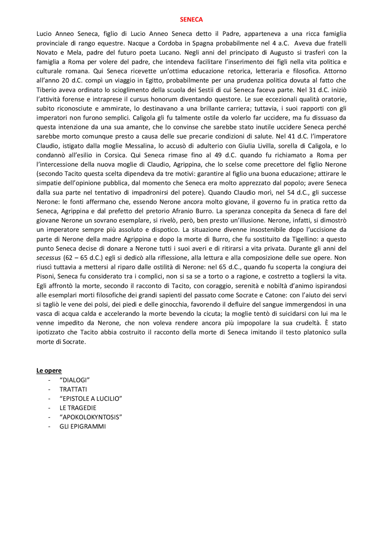 Seneca Letteratura Latina Docsity