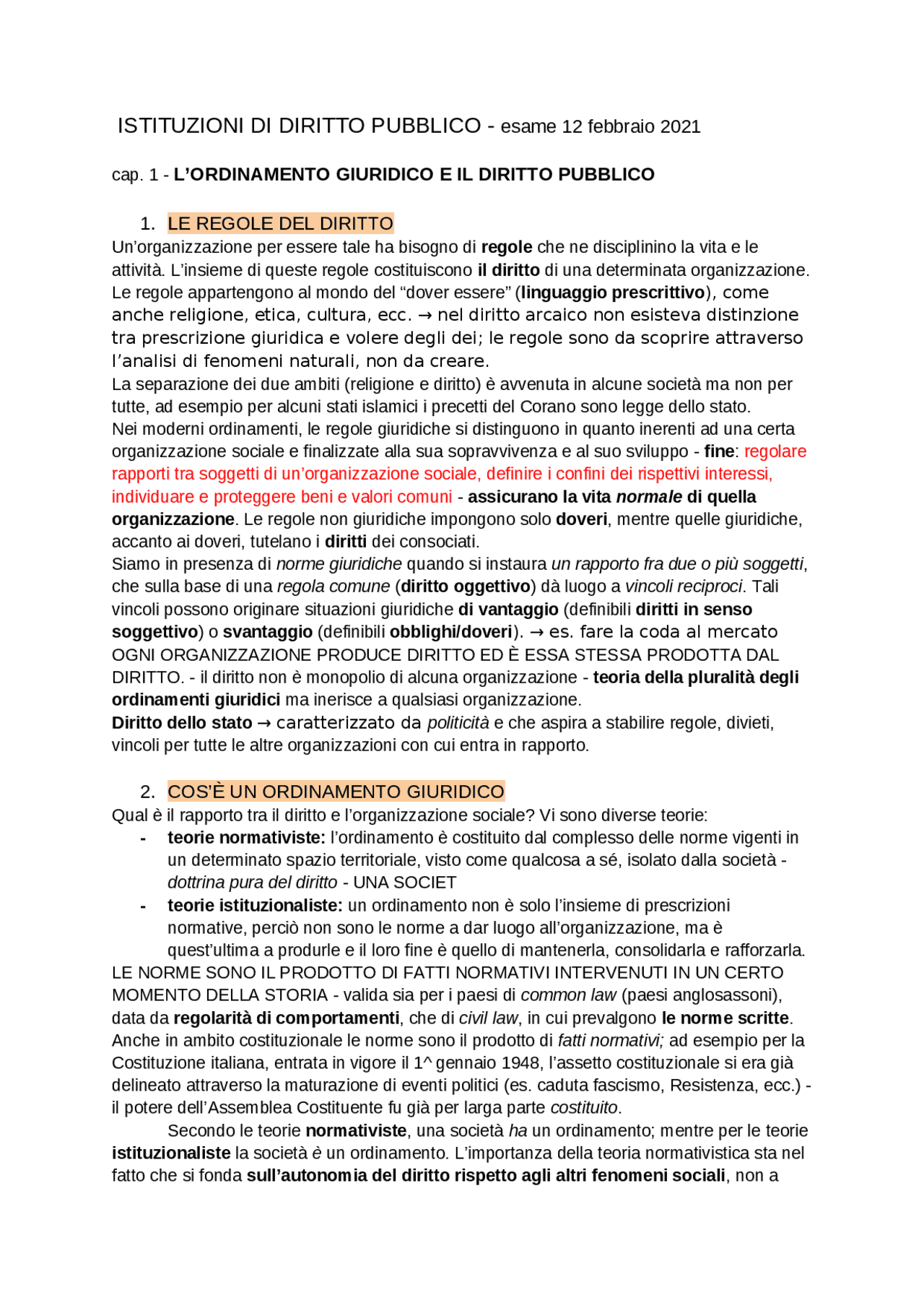 Riassunto Corso Di Diritto Pubblico Docsity