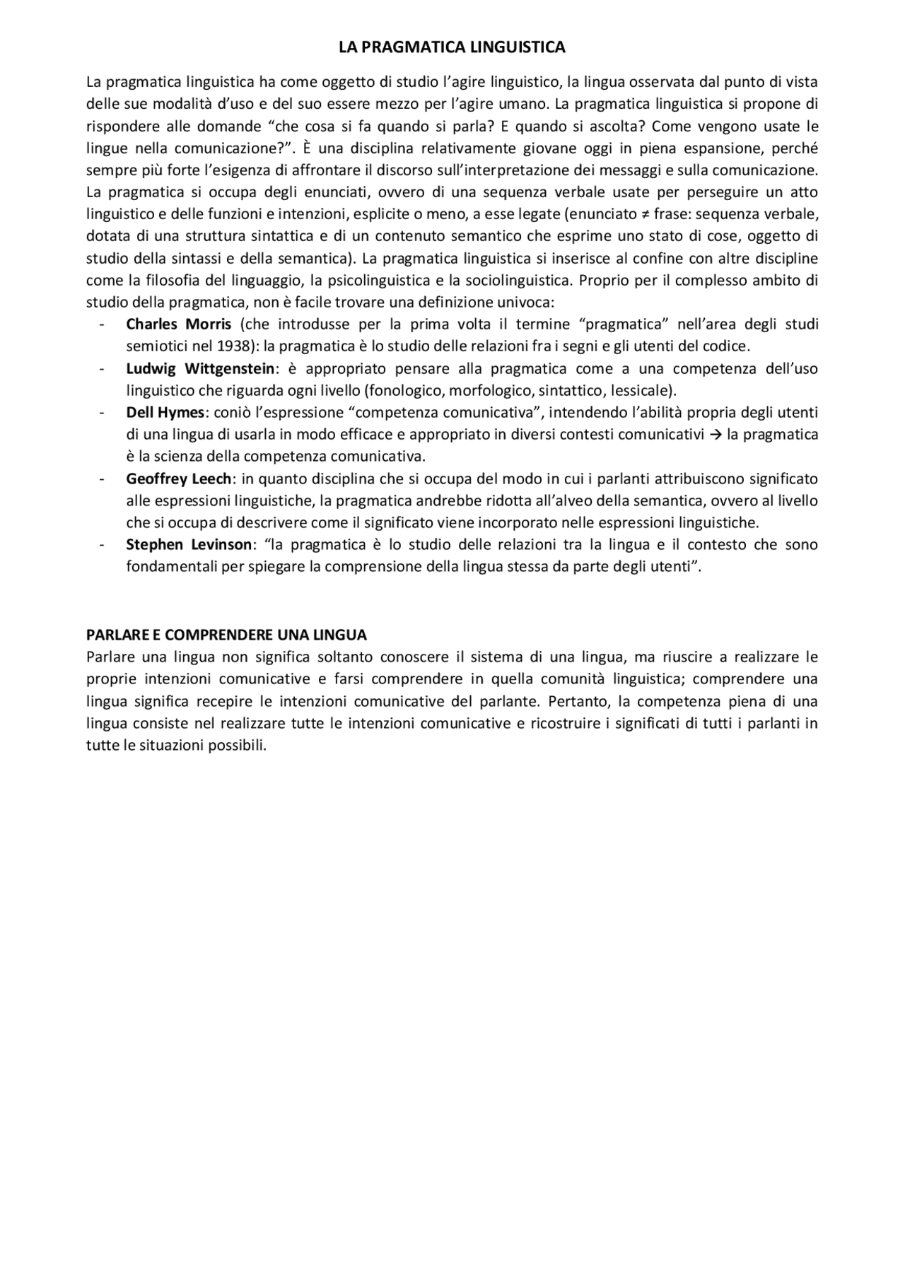 Pragmatica Linguistica Docsity