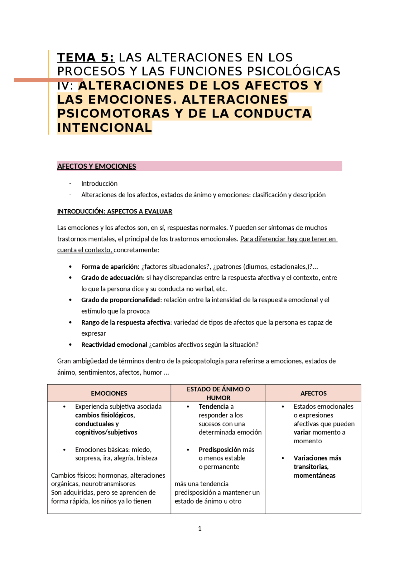 Tema 5 De Psicopatología Docsity