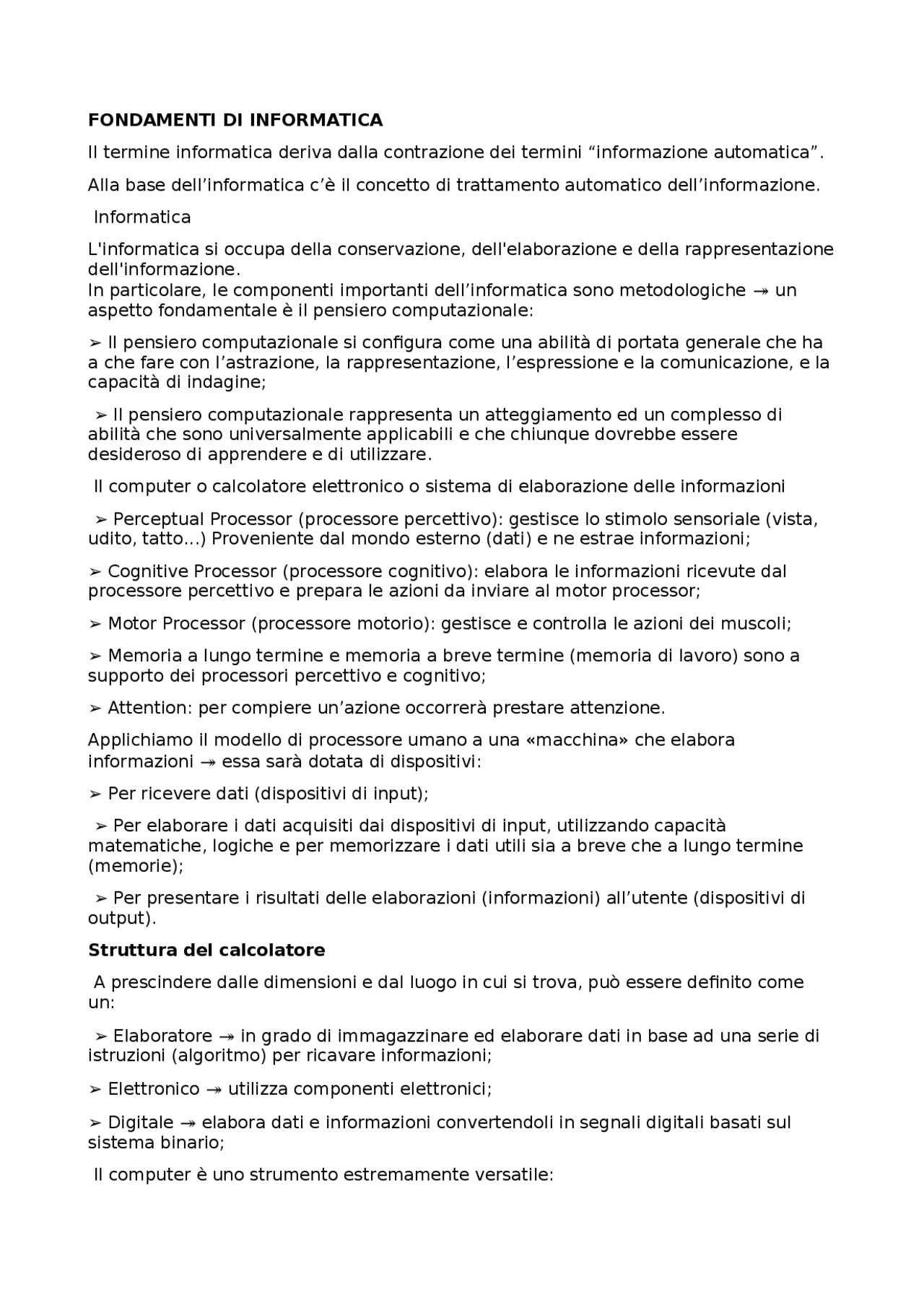 Appunti Fondamenti Informatica Docsity