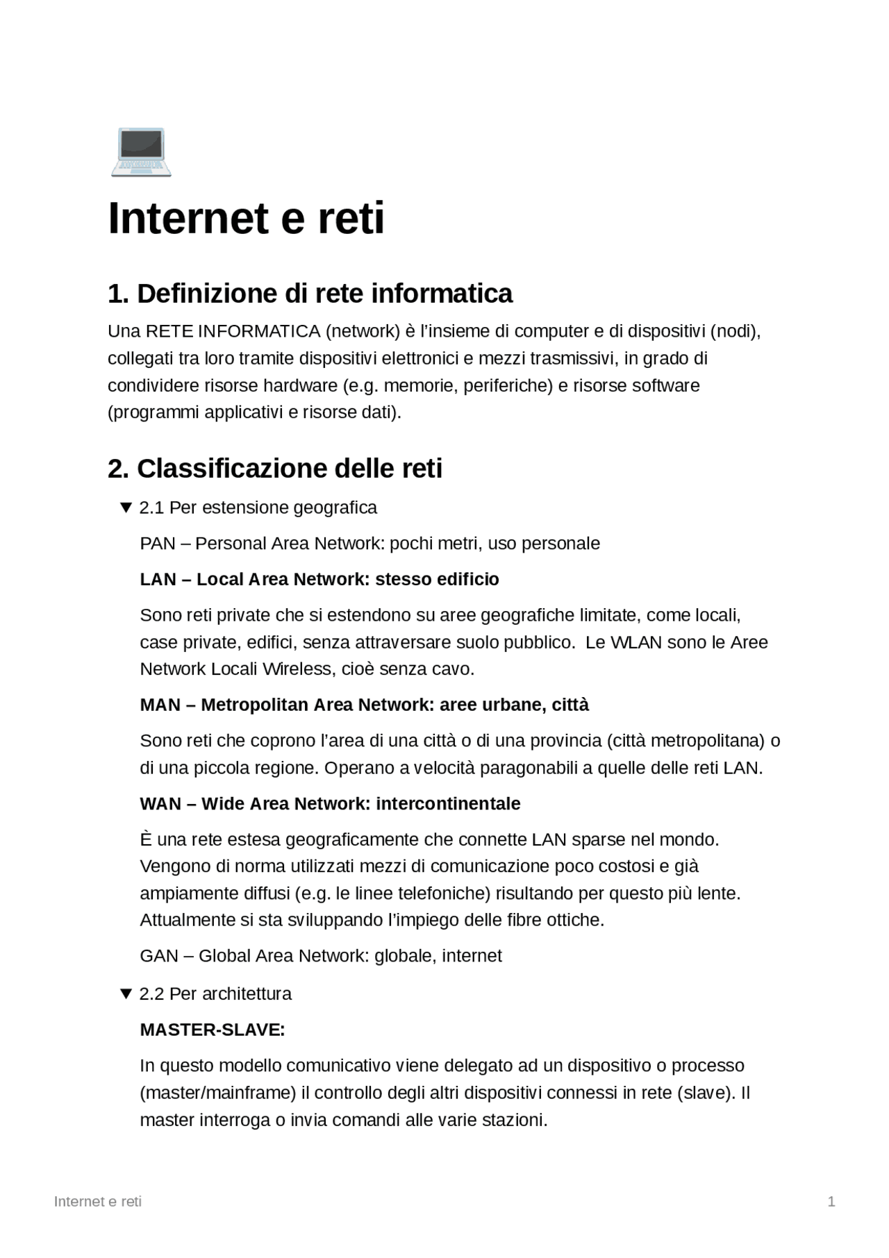 Internet e reti (classificazione, mezzi trasmissivi, segnali, standard e protocolli) | Schemi e ...