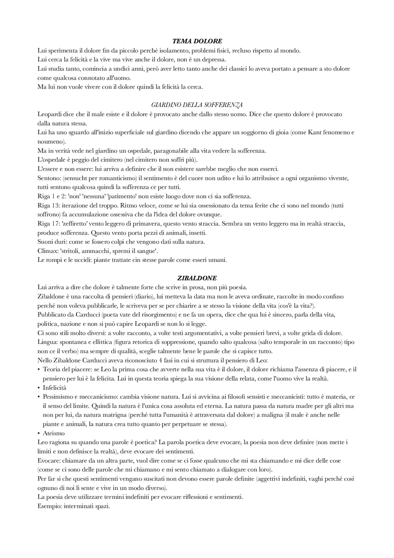 Leopardi Testo Completo Docsity