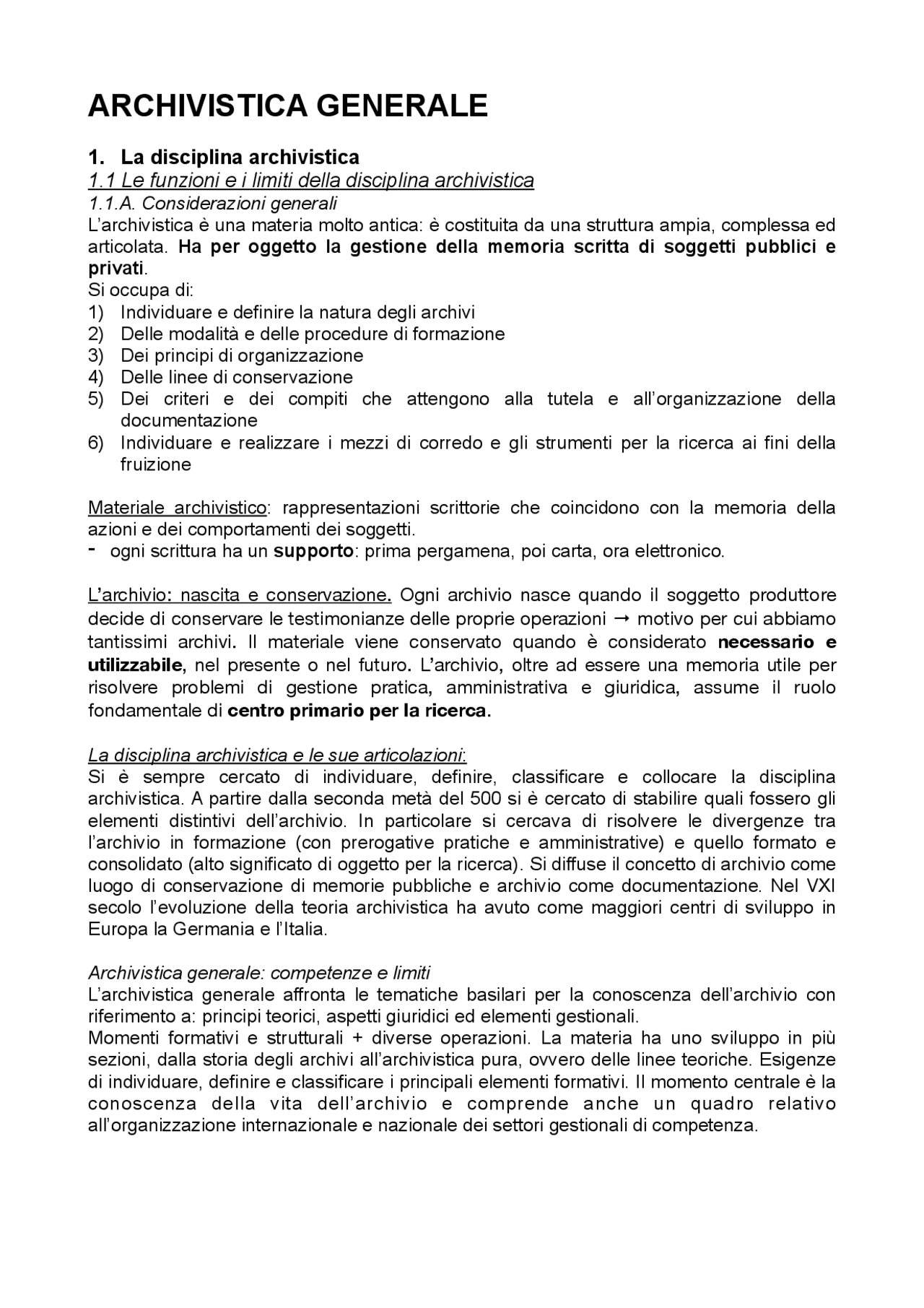 Riassunto libro Archivistica Generale Romiti - Docsity