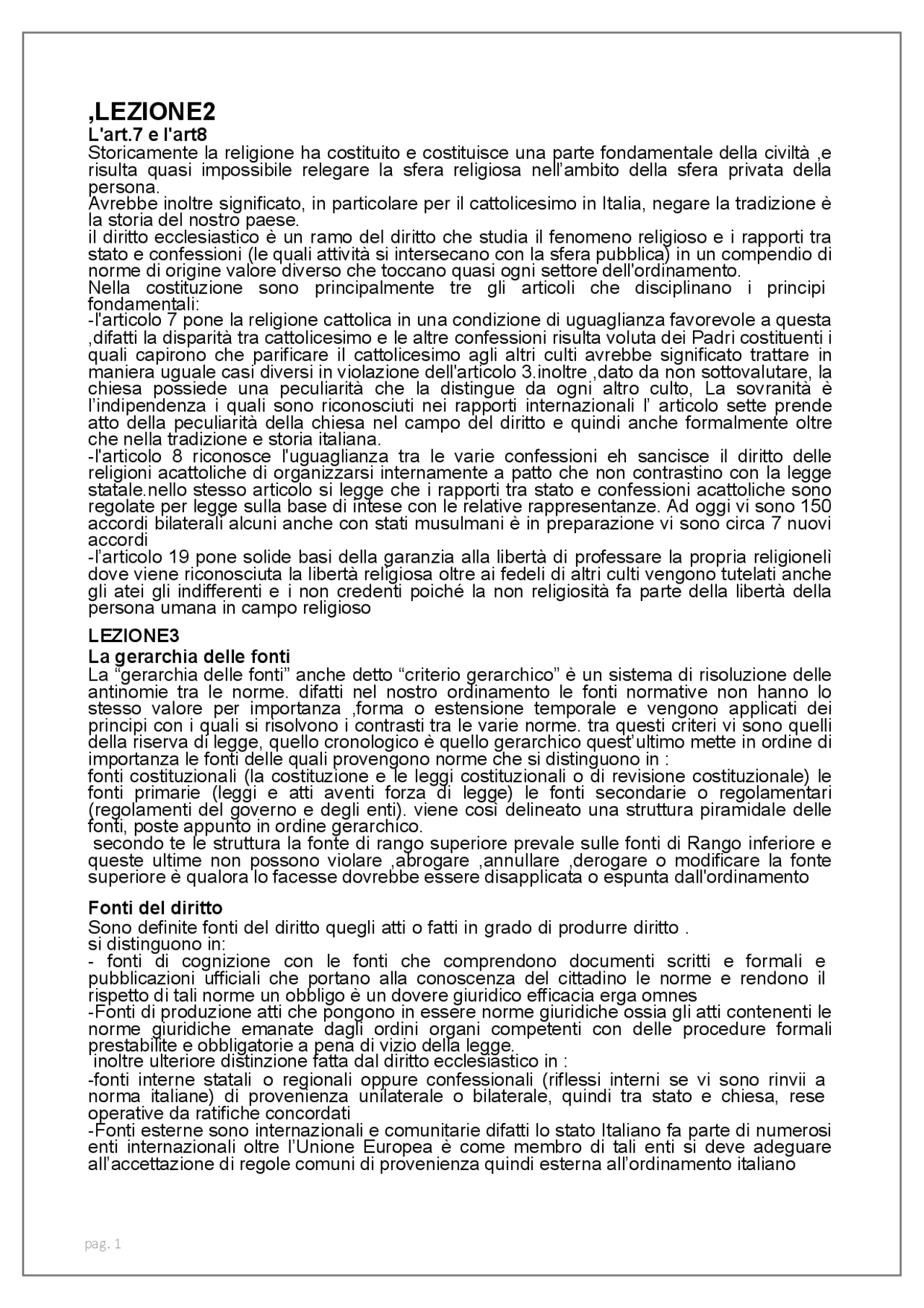 Esame Di Diritto Ecclesiastico Panieri Di Diritto Ecclesiastico Docsity