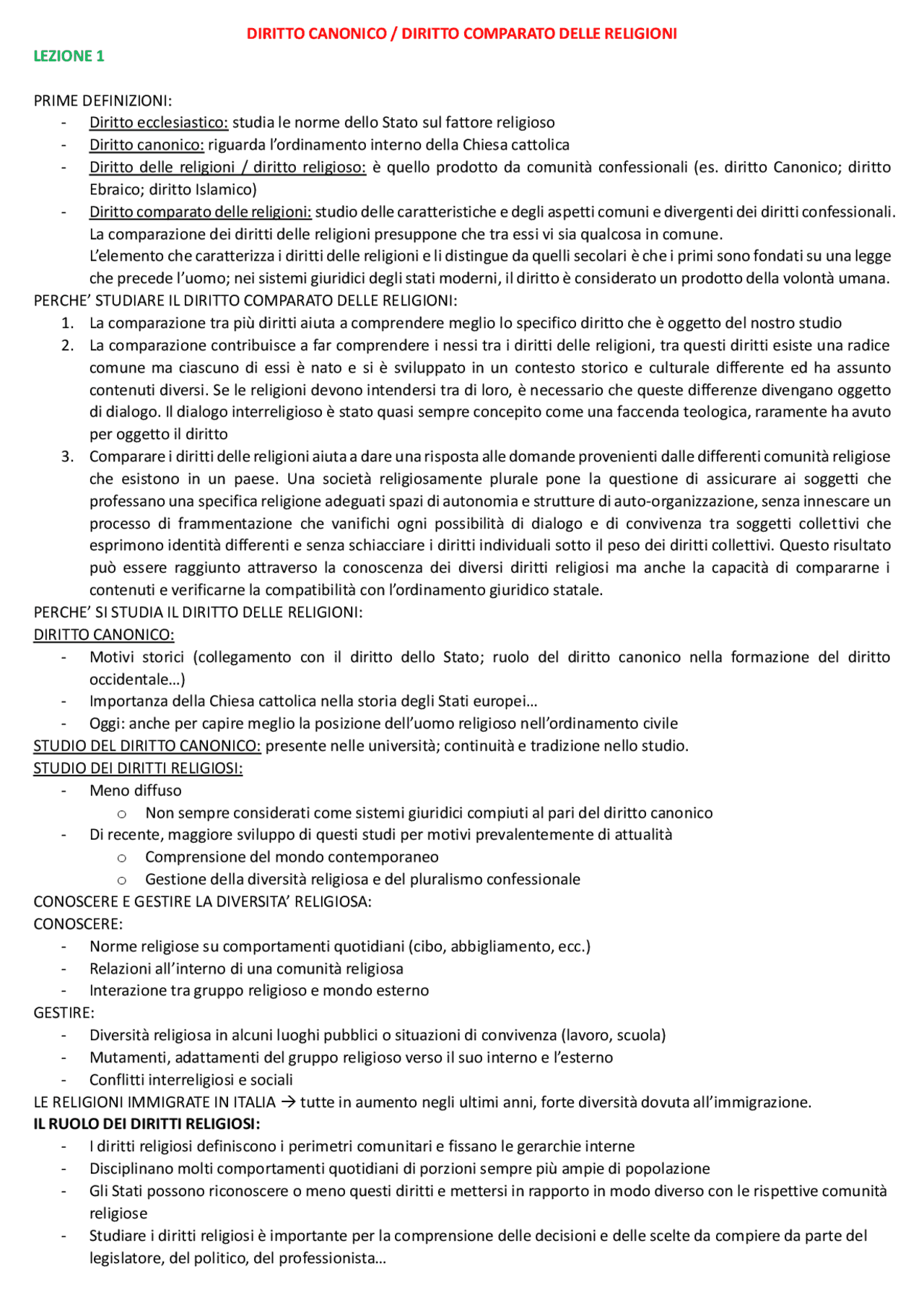 Appunti Diritto Canonico Comparato Docsity
