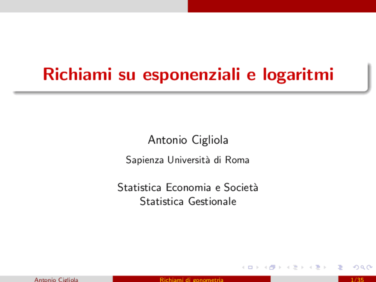 Esponenziali e logaritmi - Docsity