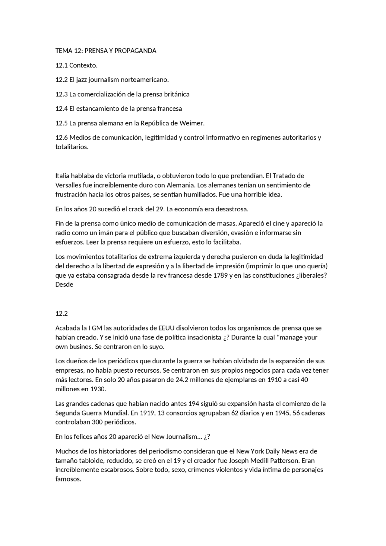 Tema 12 Historia De La ComunicaciÓn Docsity